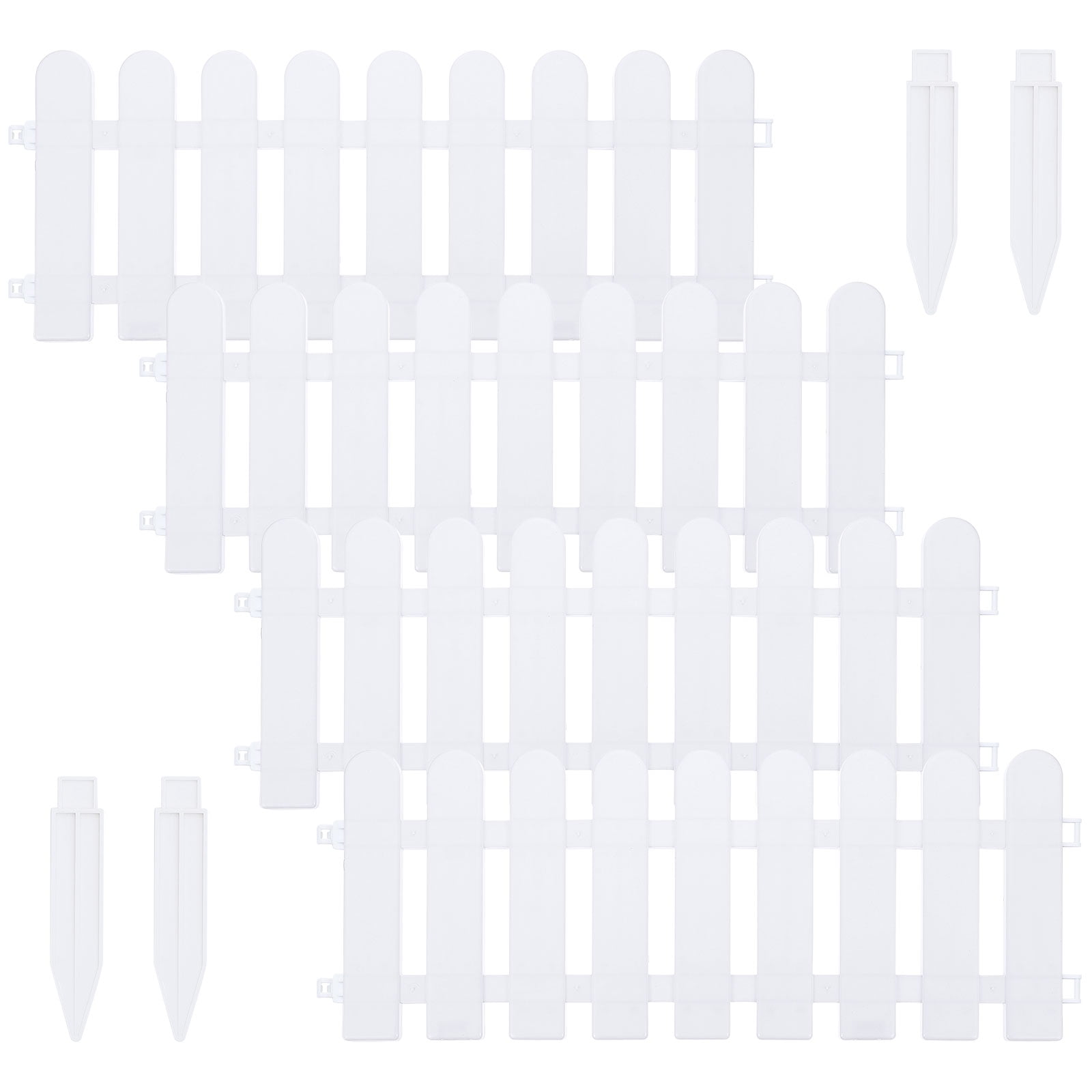 ORDDIART 4Set White Plastic Round Head Smooth Surface Fence for Garden ...