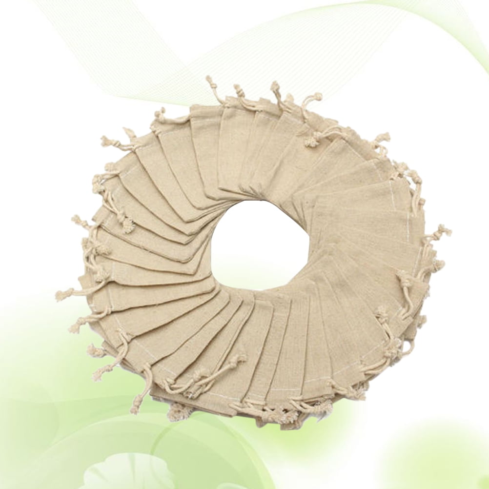 ORDDIART 50Pcs Beige Linen Drawstring Bags for Wedding and Party Favors ...