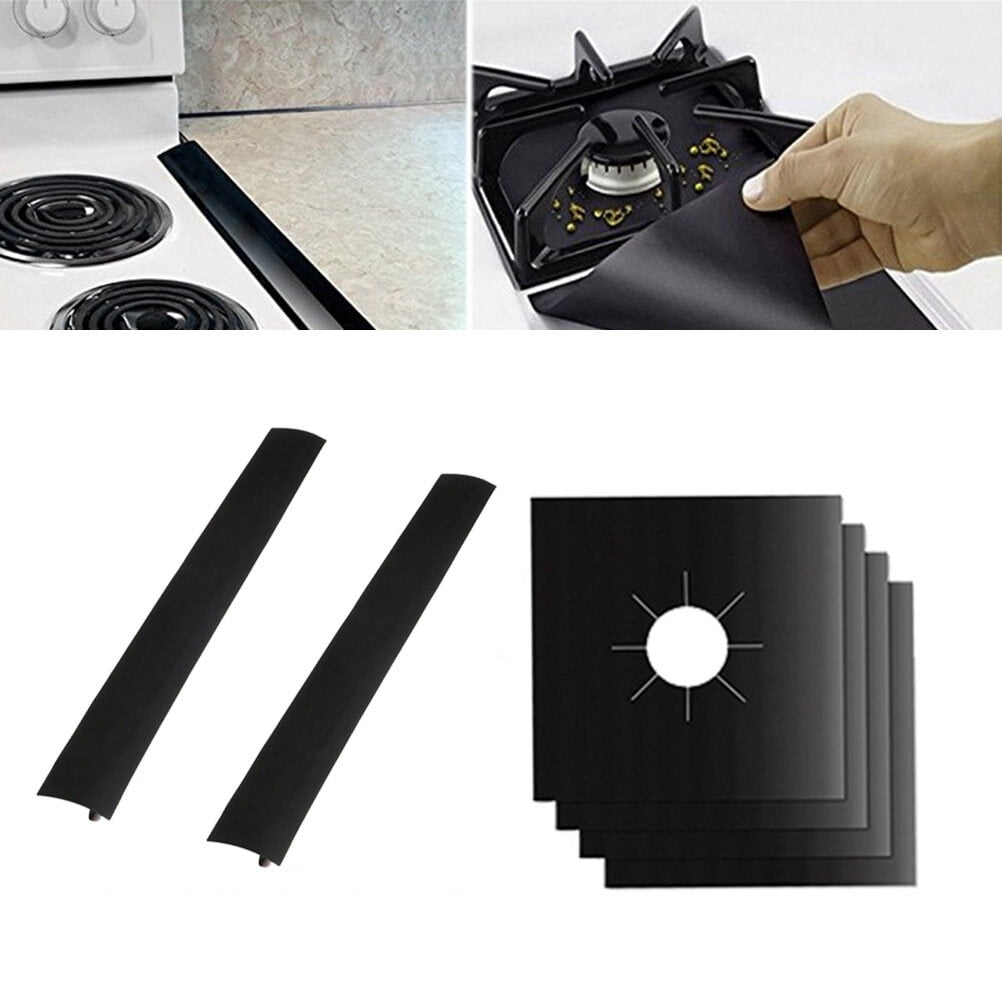 ORDDIART 6Pcs Reusable Easy Clean PTFE Black Square Oven Covers for Gas ...