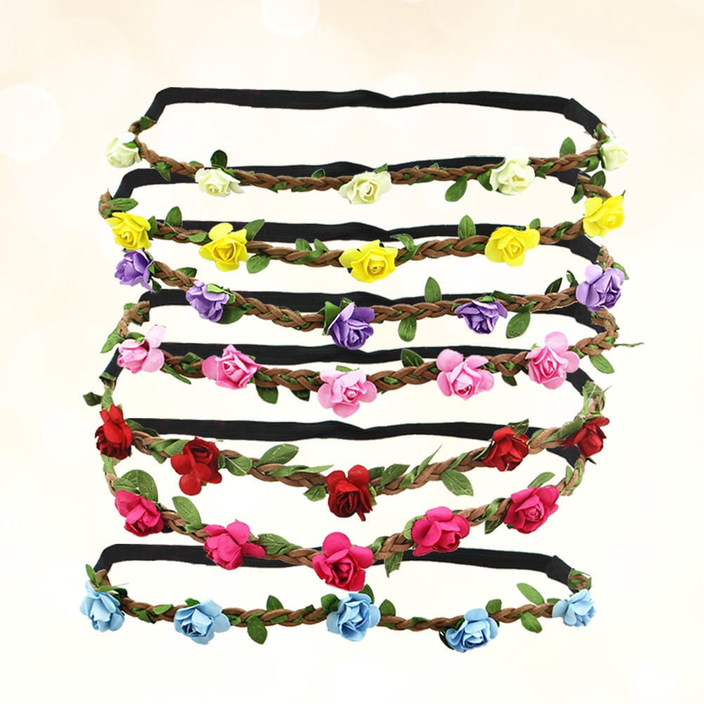 ORDDIART 7Pack Floral Wreath Headbands Assorted Color Paper Cloth ...