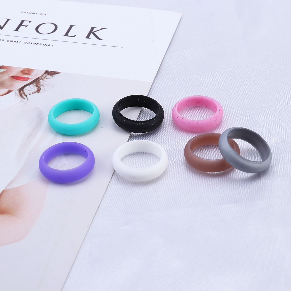 ORDDIART 7-Piece Silicone Wedding Bands Set, Circular for Work ...