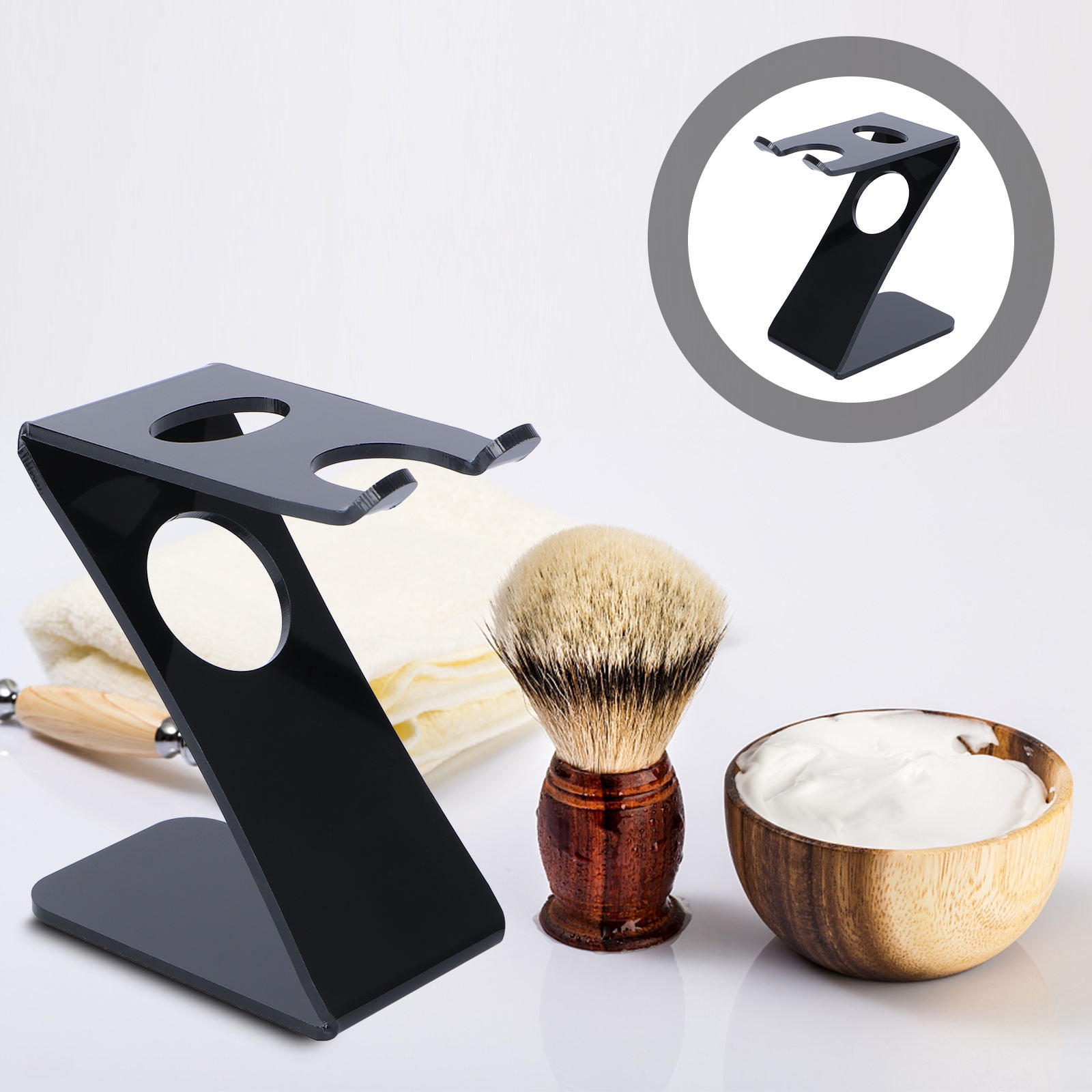 ORDDIART Beared Brush Holder 1Pcs Black Acrylic Z Shape Mens Shave Kit ...