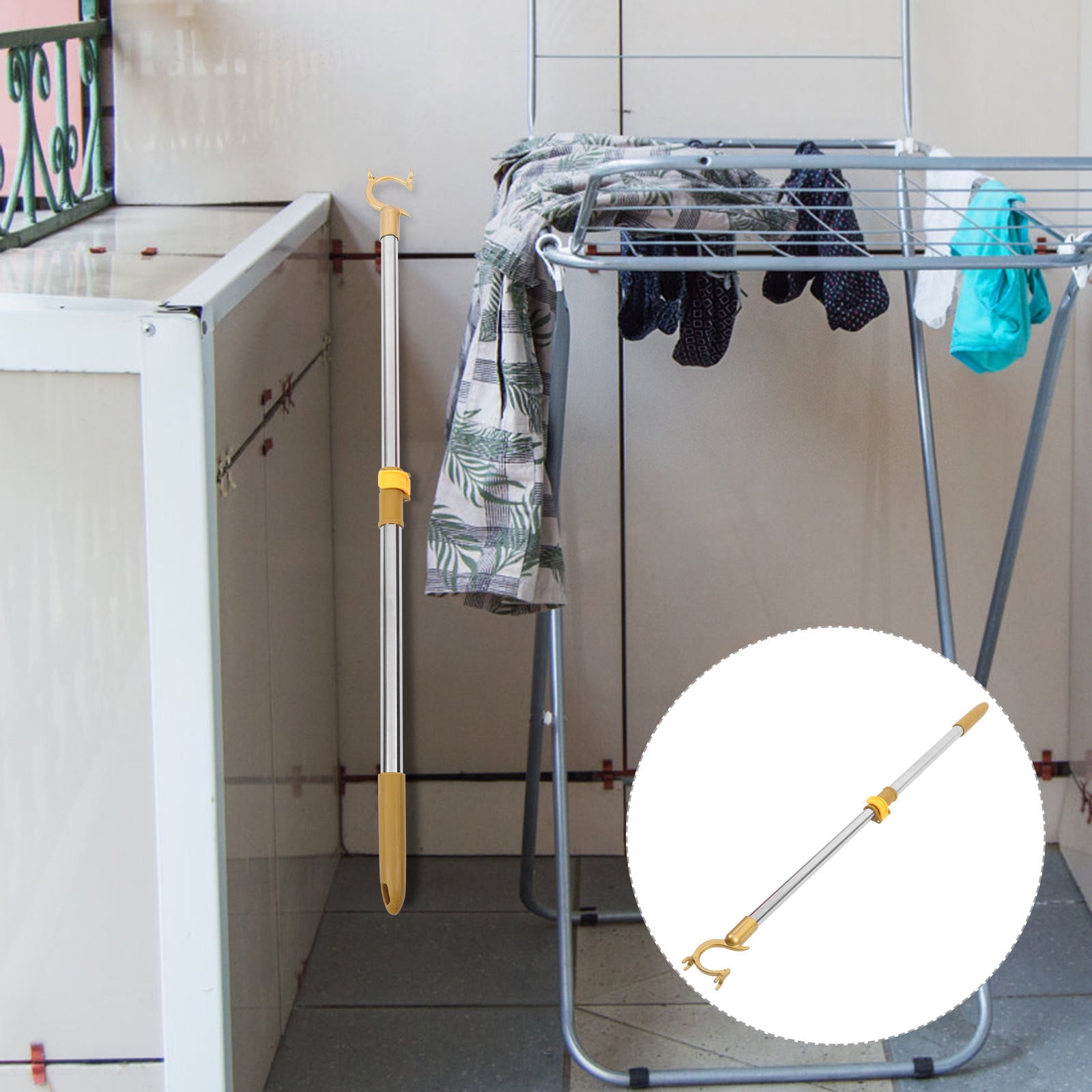 SOPOTUTU Metal Retractable Clothesline Pole Rod for Home Closet Use ...