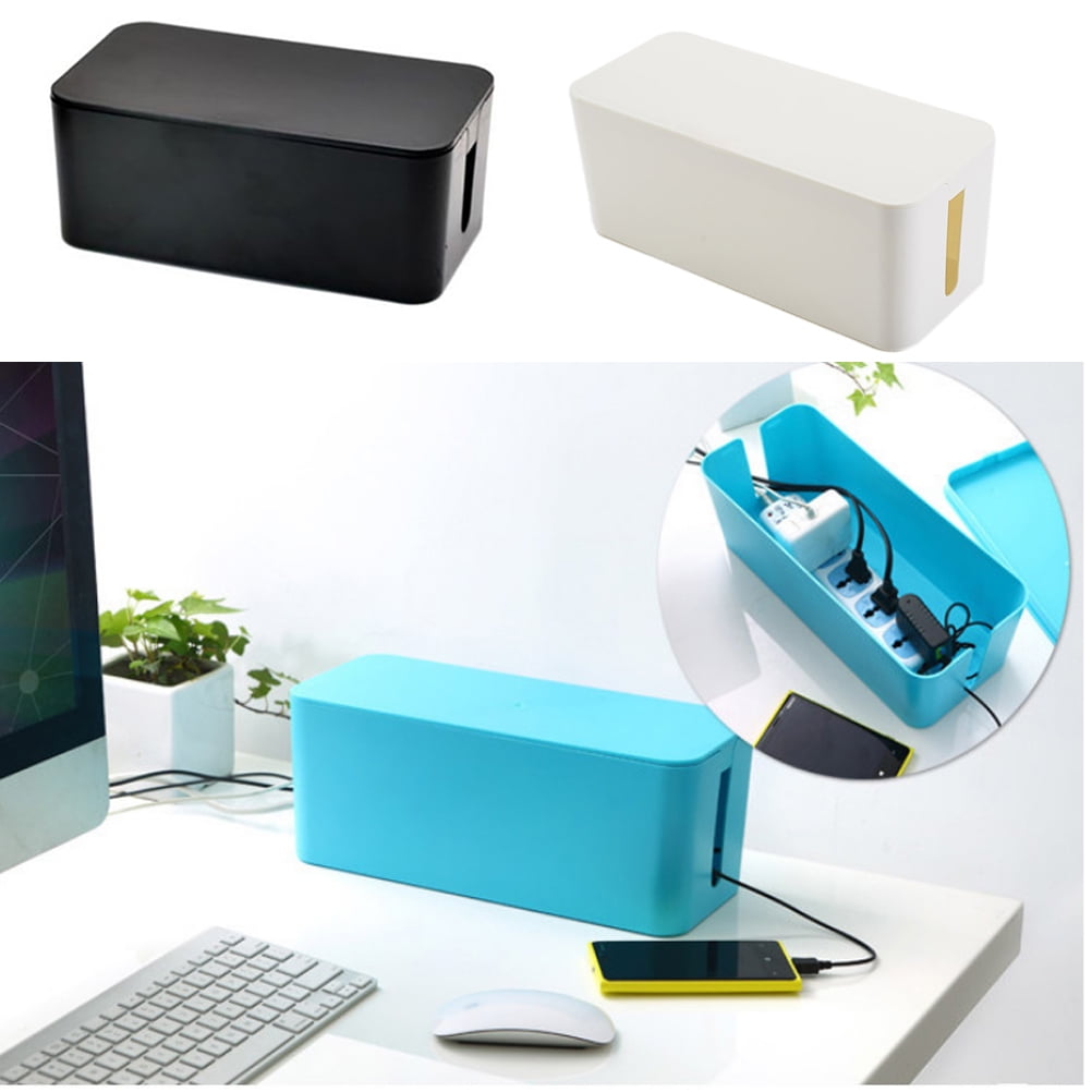 ORDDIART Desk Organization 1Set White Plastic Power Cord Storage Box ...