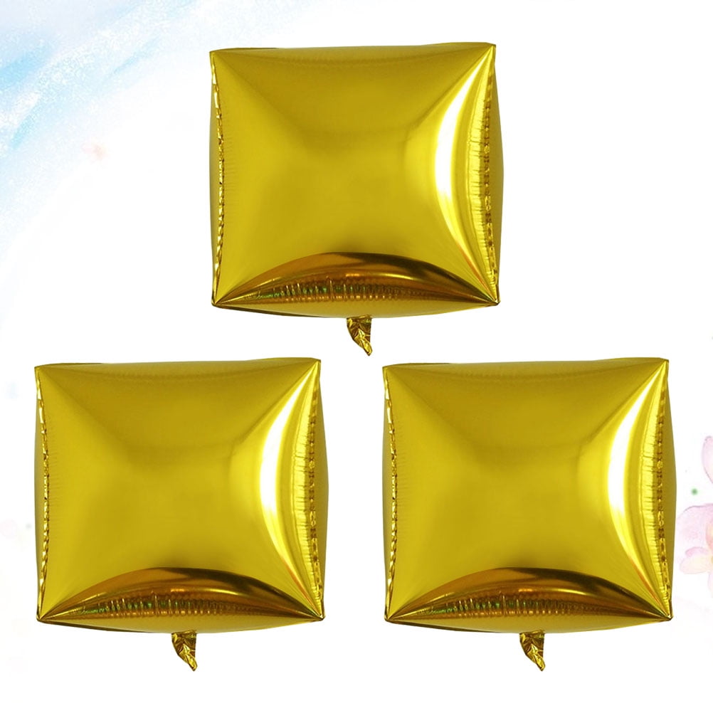 ORDDIART Gold 4D Square 34*13.4in 3Pack Aluminum Foil Balloon Birthday ...