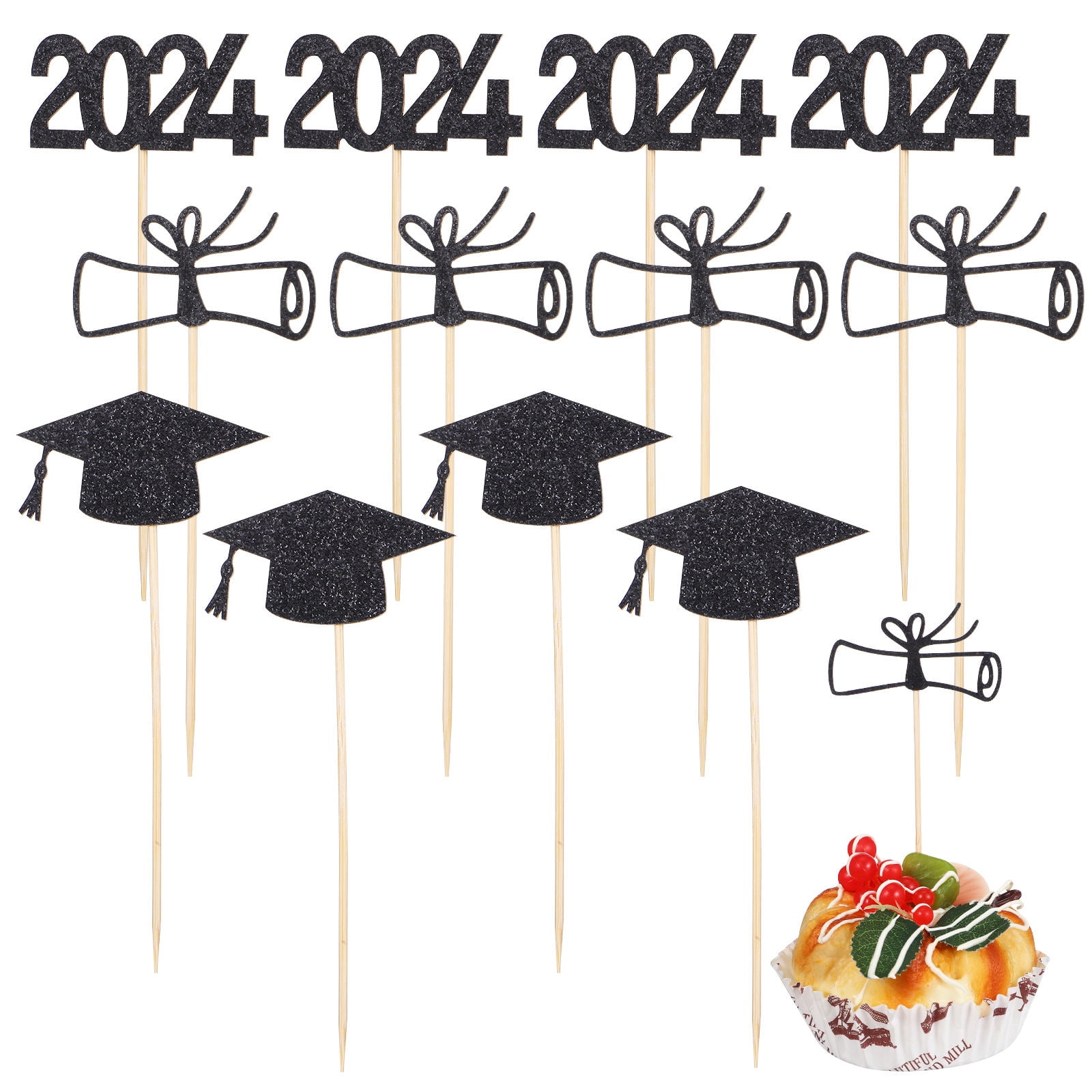 ORDDIART Graduate Cake Toppers 1Set Mini Graduation Cap Decor Assorted ...