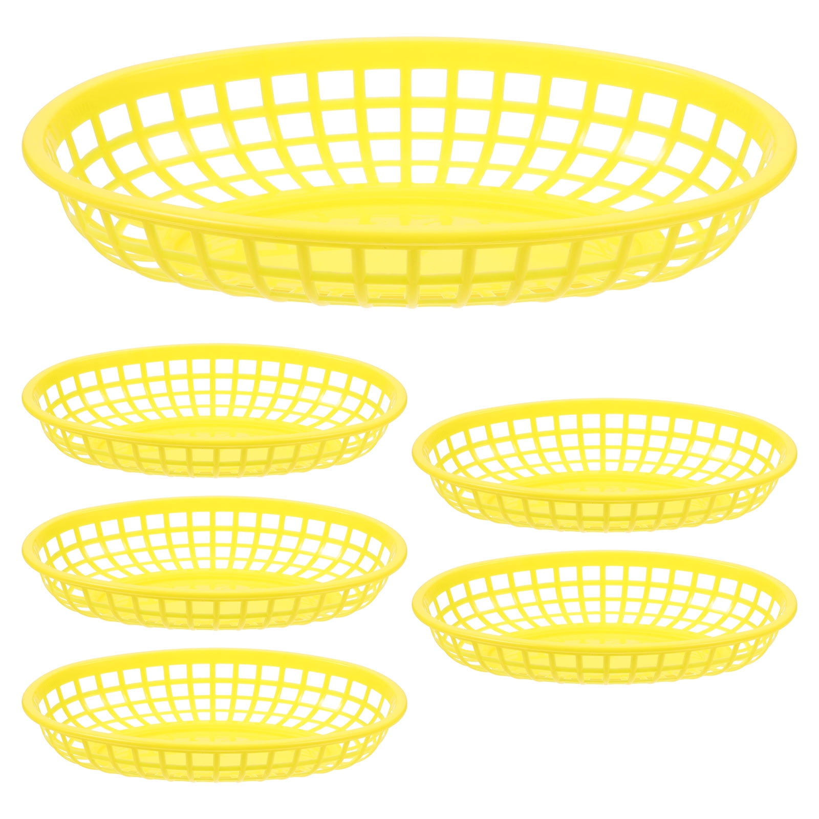 ORDDIART Oval Snack Supply Plastic Yellow For Shop Barbecue 6Pcs 9.4X6 ...
