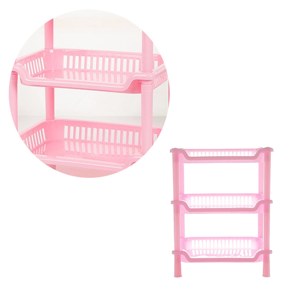 ORDDIART Pink Plastic 3-layers Storage Shelf for Bathroom Space-saving ...