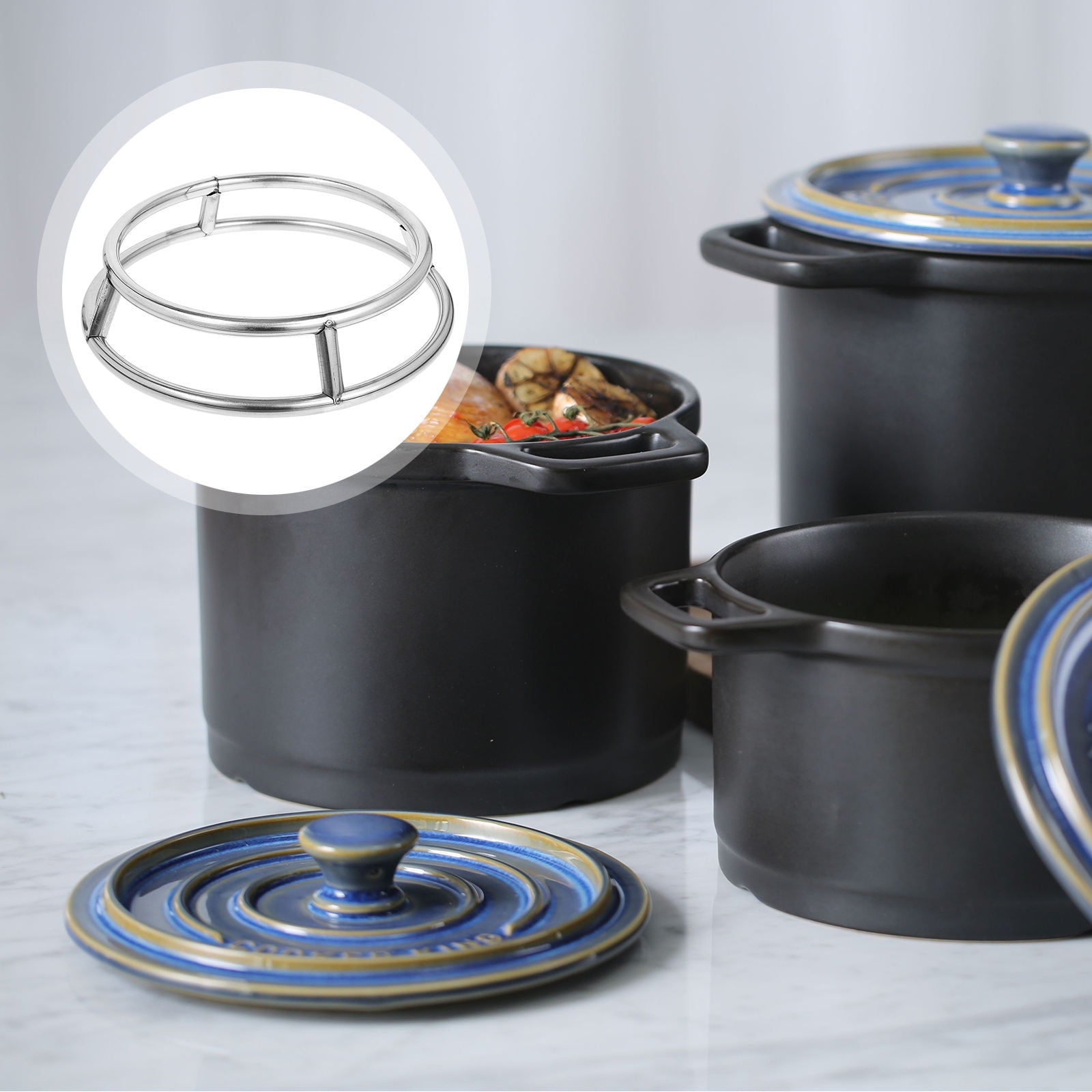 ORDDIART Round Tube 1Pack Silver Pot Stand Stable Support Frying Pan ...