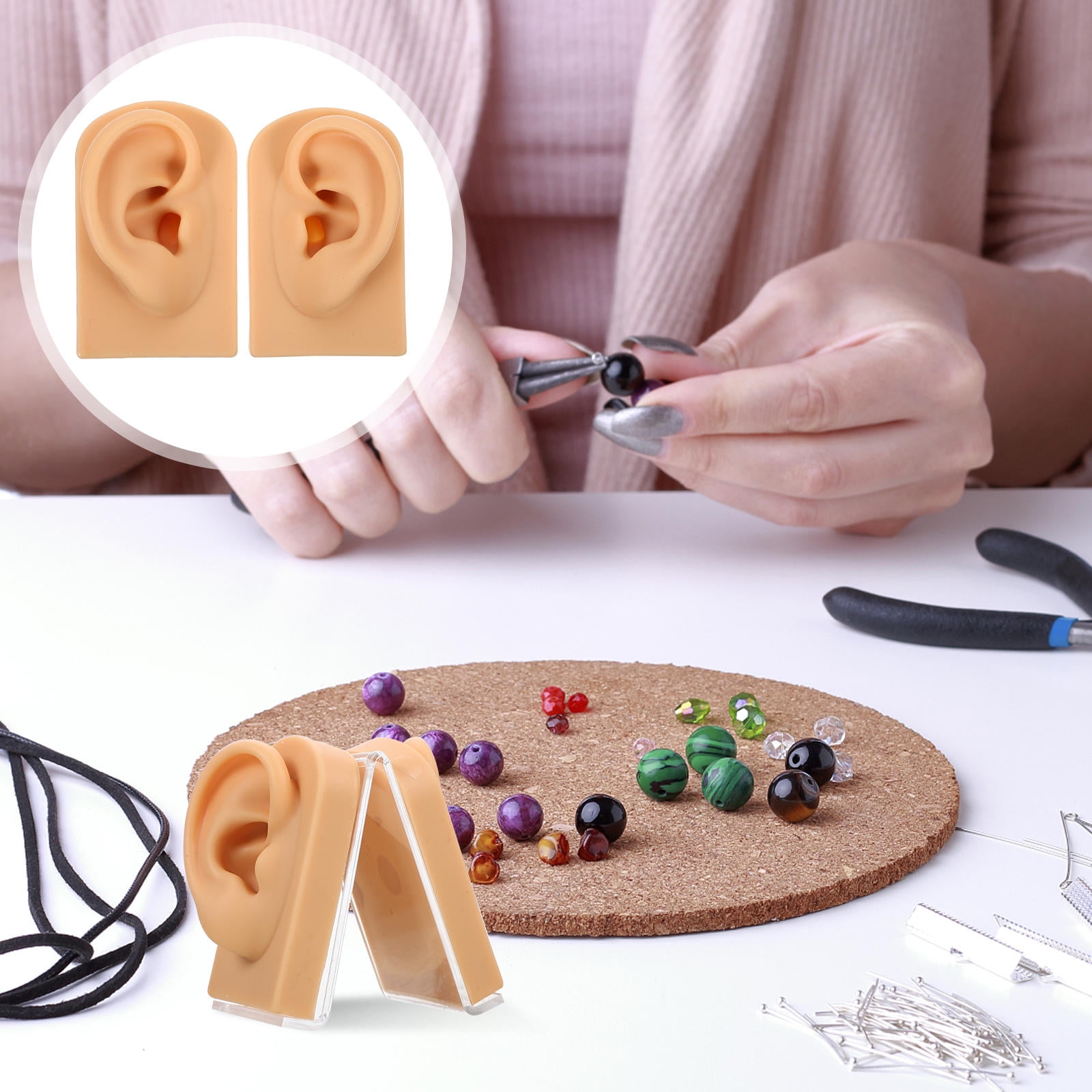 ORDDIART Silicone Ears Model 1 Set 8.0x5.0x3.5in for Piercing Practice ...