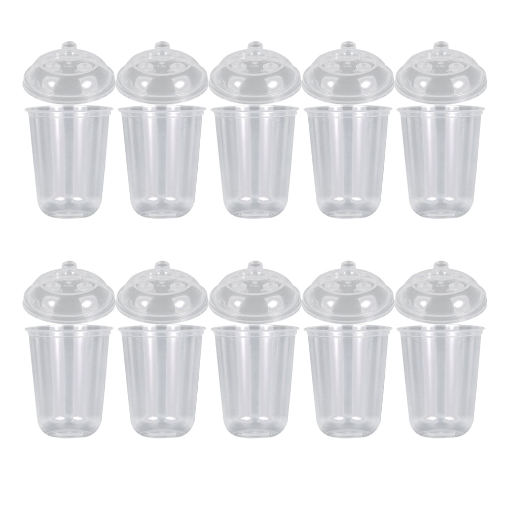 ORDDIART U Shaped Disposable Milk Tea Cup PP 20Set For Cold Drinks Cafe ...