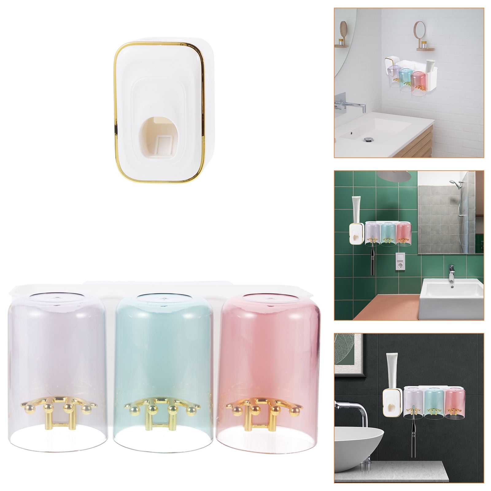 ORDDIART Wall Toothbrush Holder with Toothpaste Dispensing Feature ...