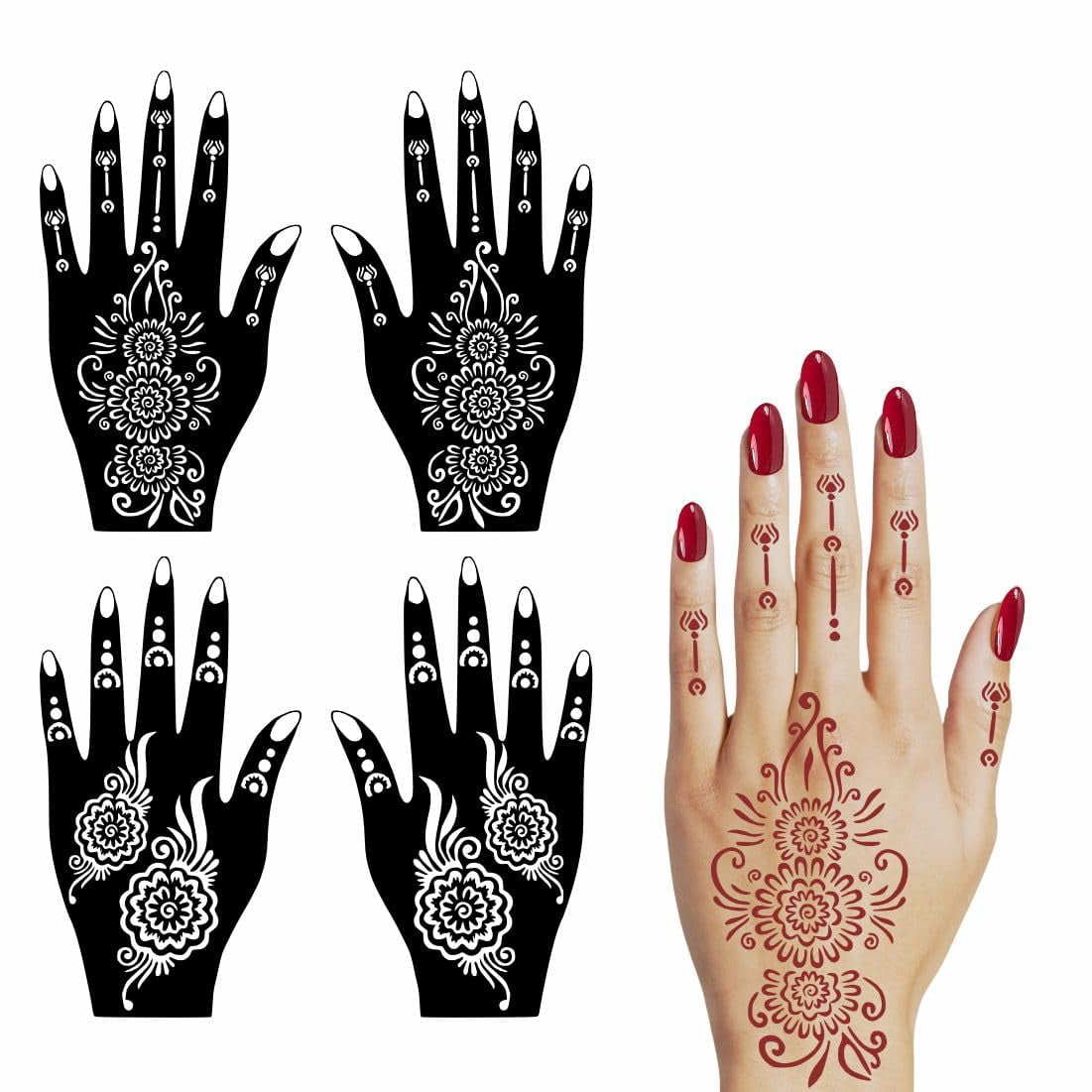 ORDERSHOCK Art Combo Mehndi Stickers for Quick Hand Art for Girls Women ...