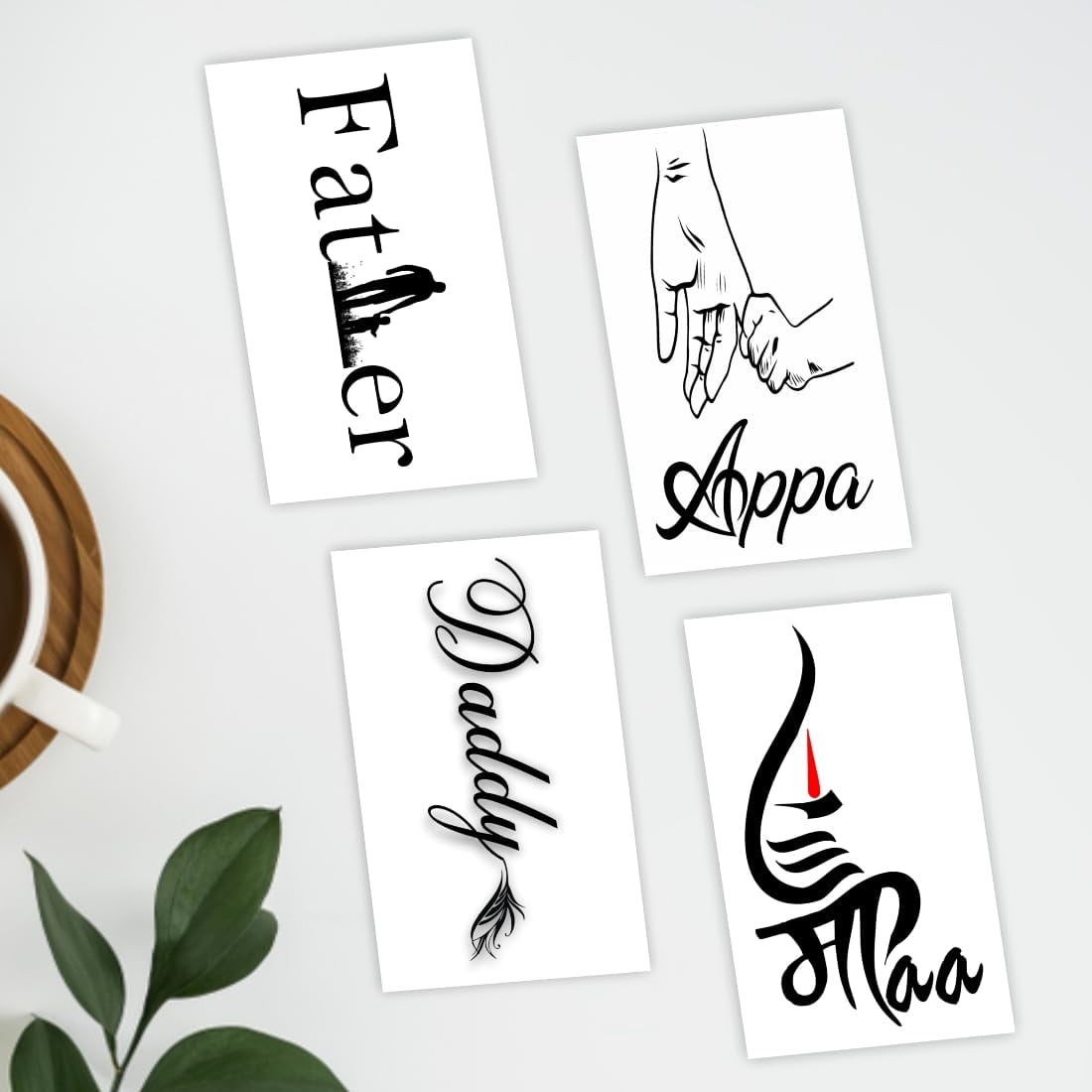 ORDERSHOCK Father Appa Daddy And Maa Paa Design Temporary Tattoo ...