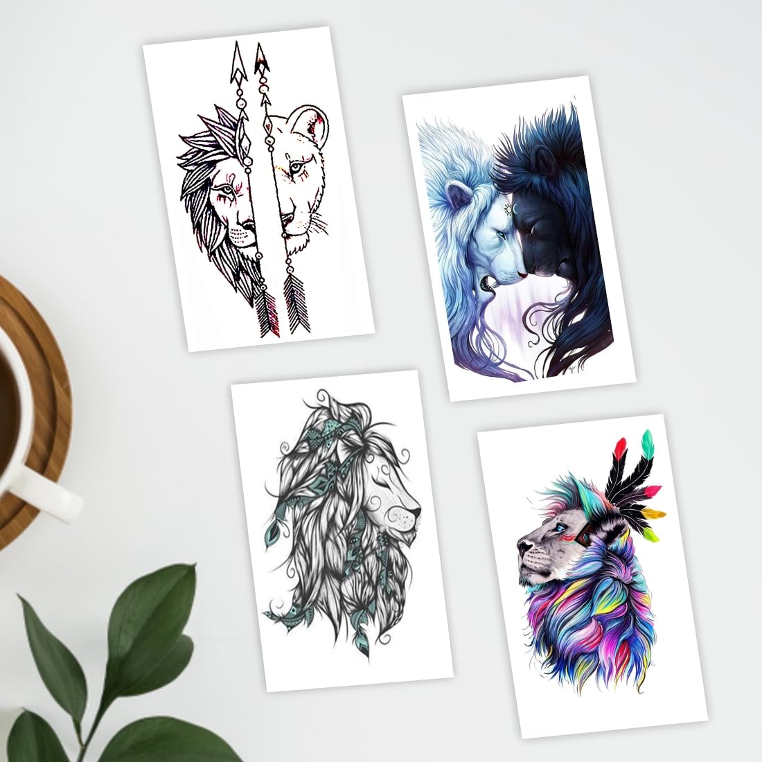 ORDERSHOCK Lion Lioness With Arrow With Phoenix Animal Temporary Tattoo ...