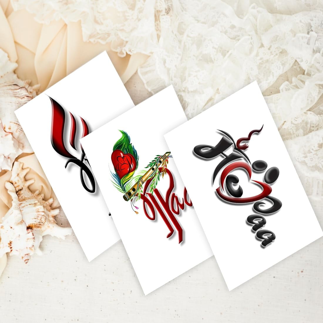 ORDERSHOCK Maa Paa Flute Heart Wing Design Traditional Temporary Tattoo Sticker Skin Friendly ...