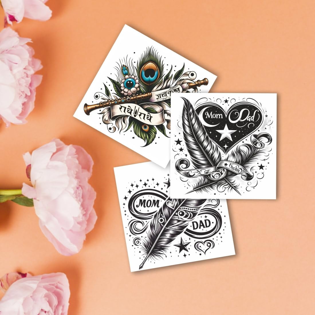 ORDERSHOCK Mom Dad Feather Heart Moon Star Radhe Radhe With Flute and ...