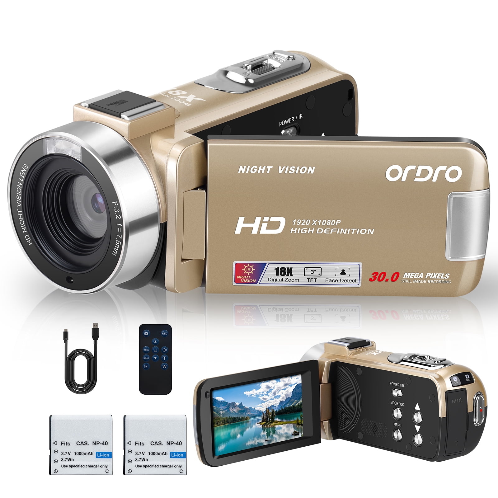ORDRO B320 Video Camera Camcorder FHD 1080P 30MP IR Night Vision ...