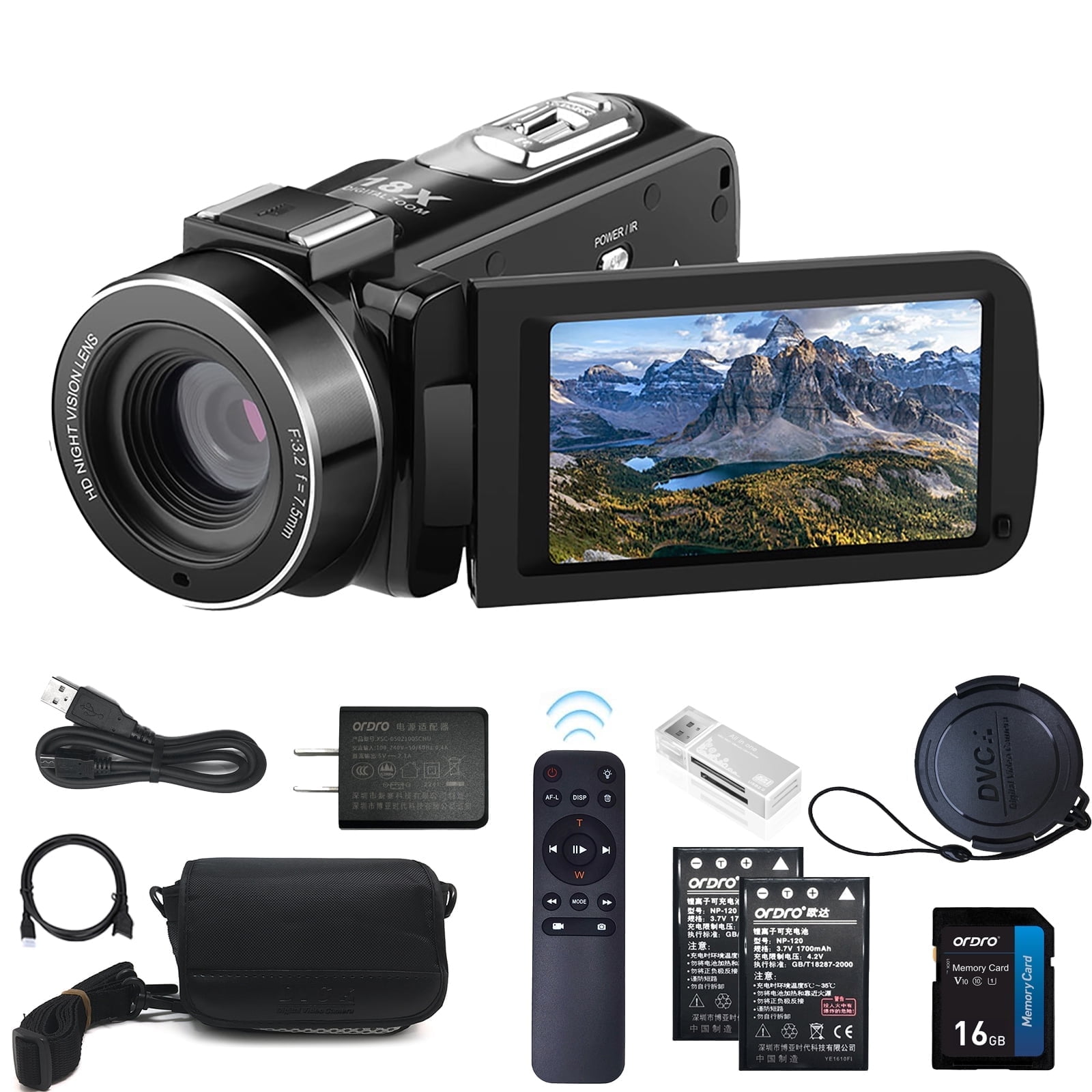 ORDRO B320 Video Camera Camcorder Full HD 1080P 30FPS 30MP 3.0 Inch 270 ...