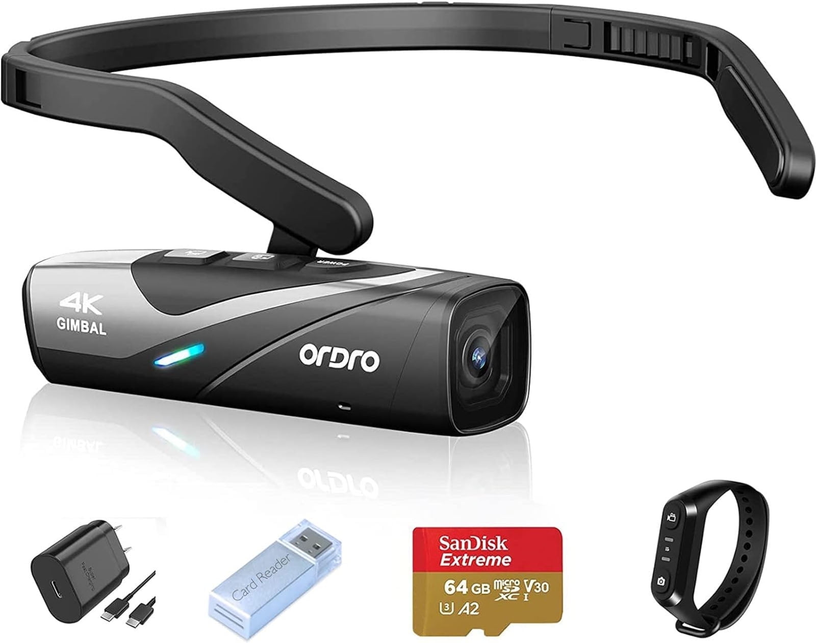ORDRO EP8 4K Head-Mounted Camera, 60FPS, Wi-Fi, Auto Focus, 64G SD Card, Black - Walmart.com