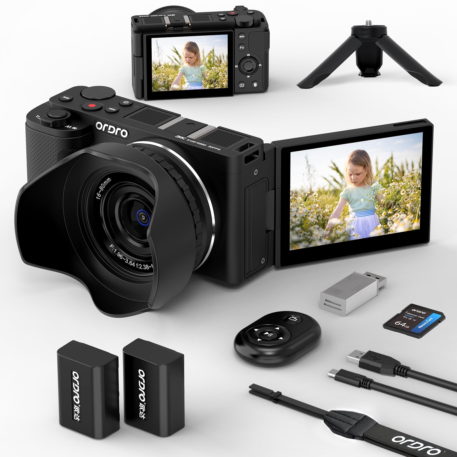ORDRO G930 Digital Camera 4K 16-80 mm All-in-One Wide Angle Vlogging Camera for Content Creators ...