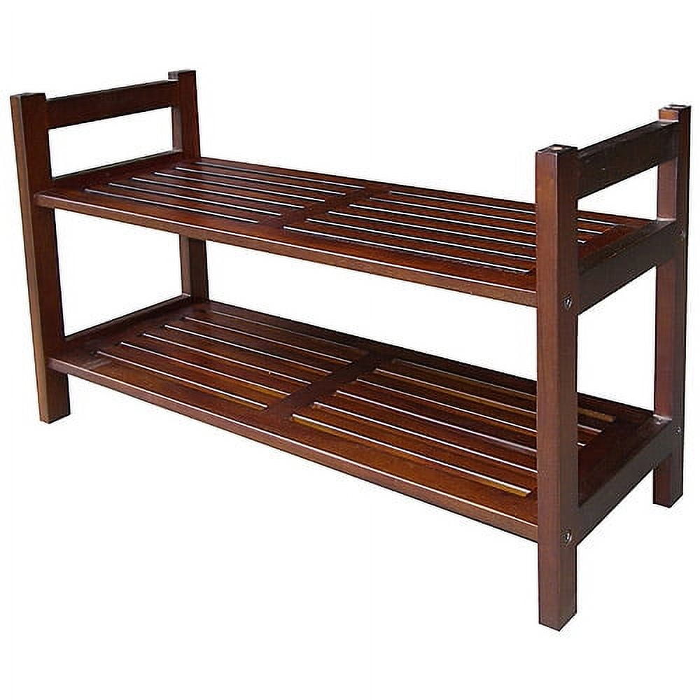 Ore Furniture DSR001 15.5 in. Two Tiers Stackable Shoe Rack - Mahogany ...
