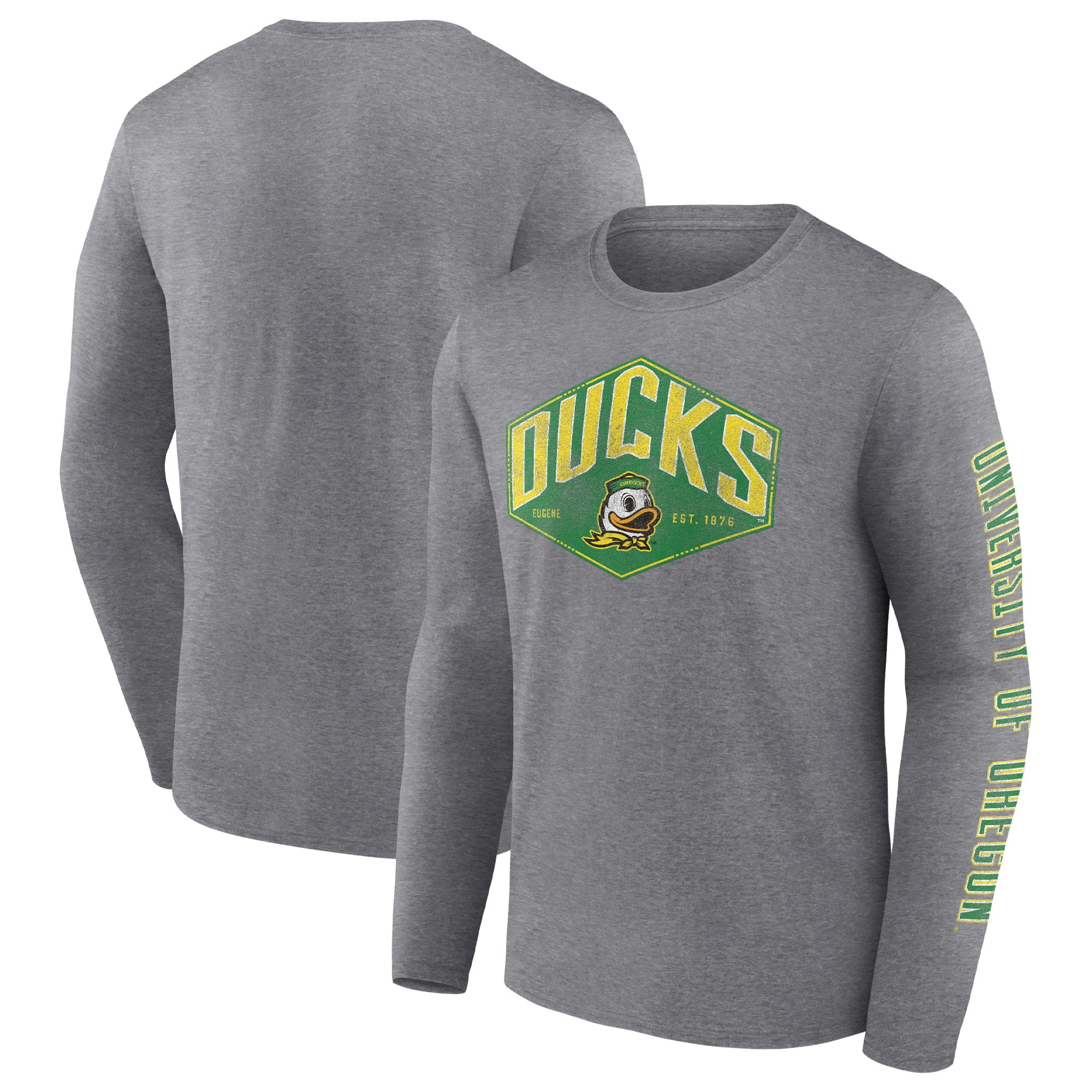 Men's Heathered Gray Oregon Ducks Out Work Long Sleeve T-Shirt ...