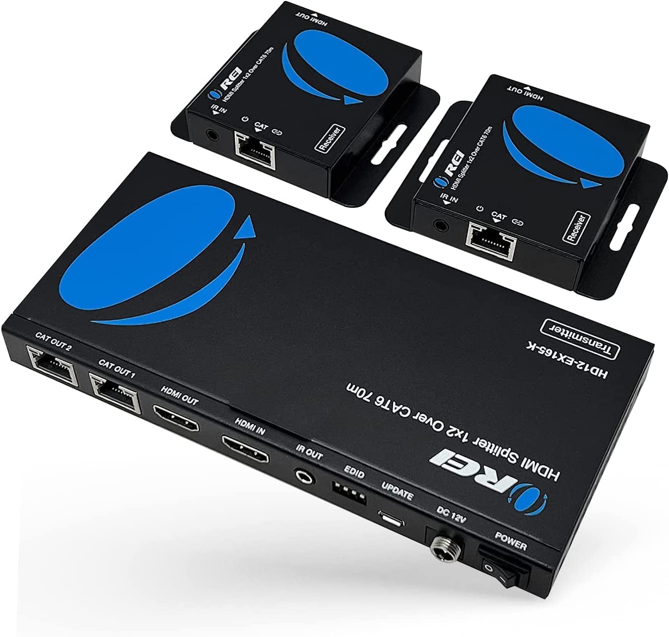 OREI HDMI Extender Splitter 1x2 Over CAT6/7 - 165 ft, 1080P, PoC, IR ...