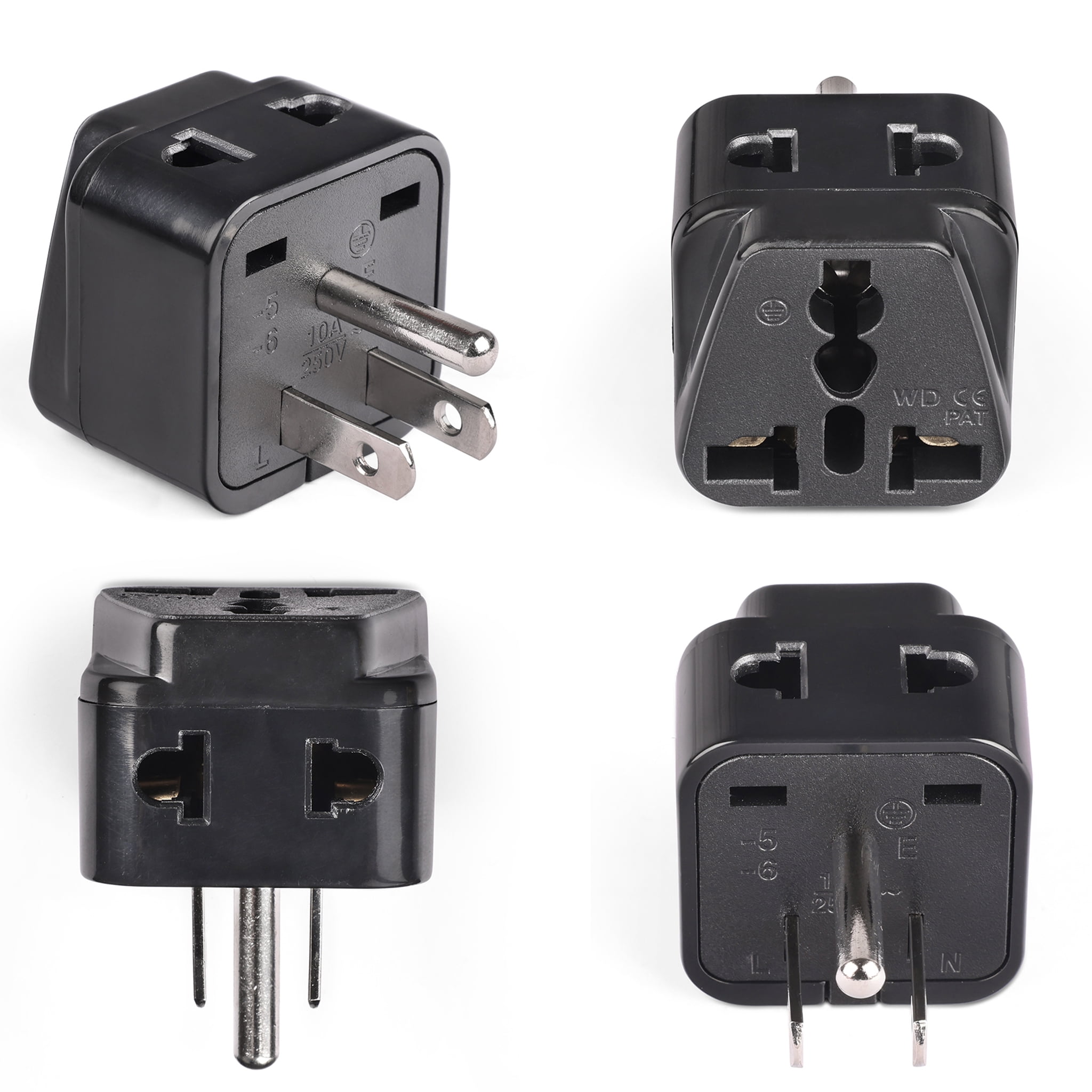 OREI Power Adaptor: 2 in 1 Universal to Grounded USA Plug (Type B) - 4 ...