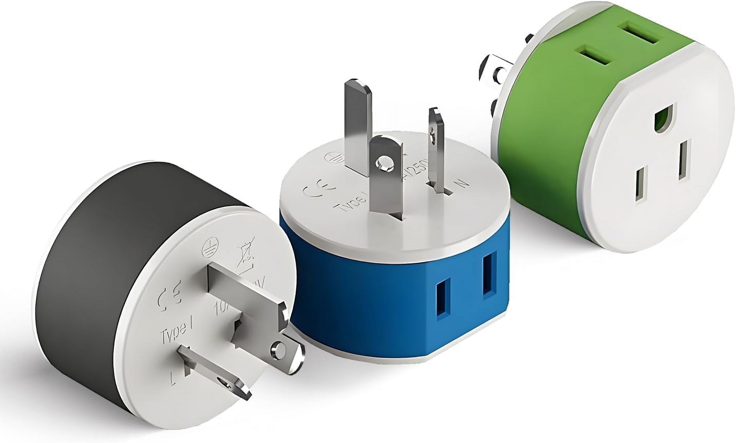 OREI Australia, New Zealand, China Travel Plug Adapter - 2 USA Inputs ...