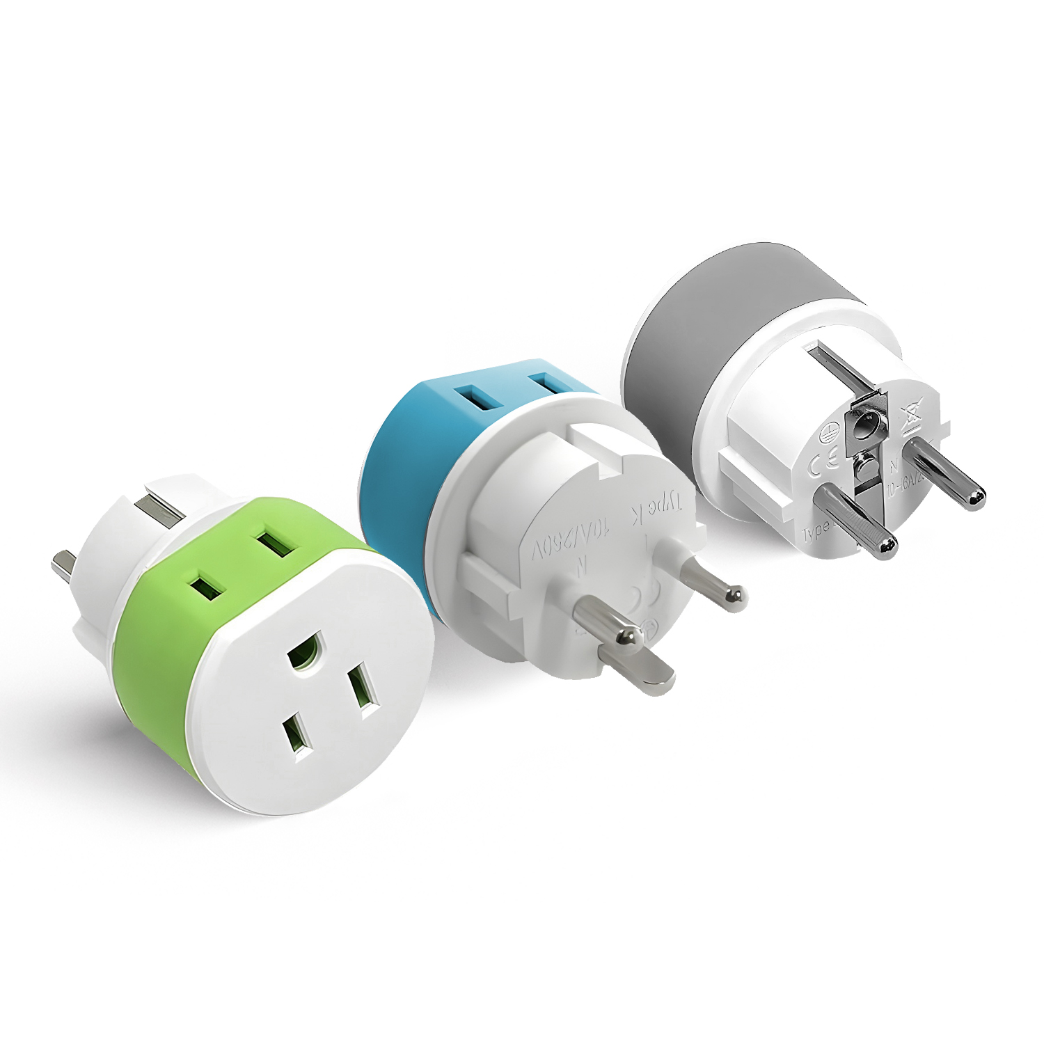 OREI Denmark Travel Plug Adapter - 2 USA Inputs - 3 Pack - Type K ...