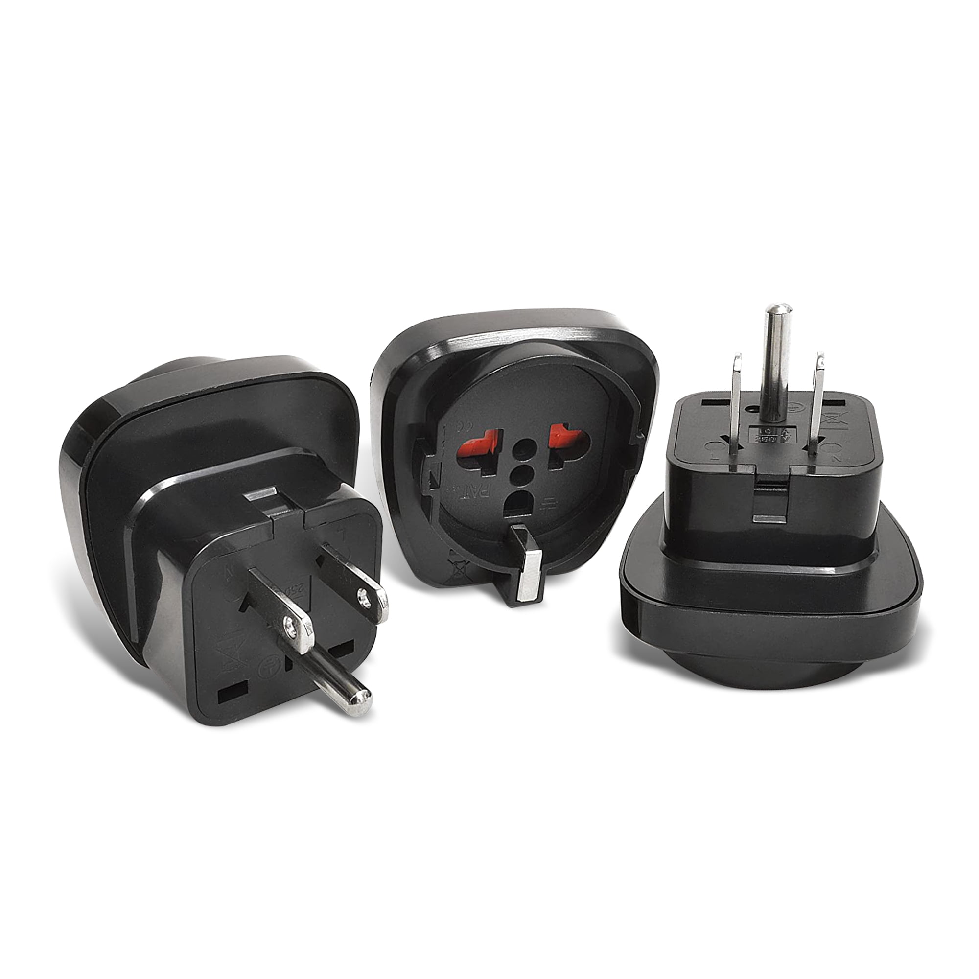 OREI GP-95 Schuko European to USA Grounded Plug Adapter - 3 Pack ...