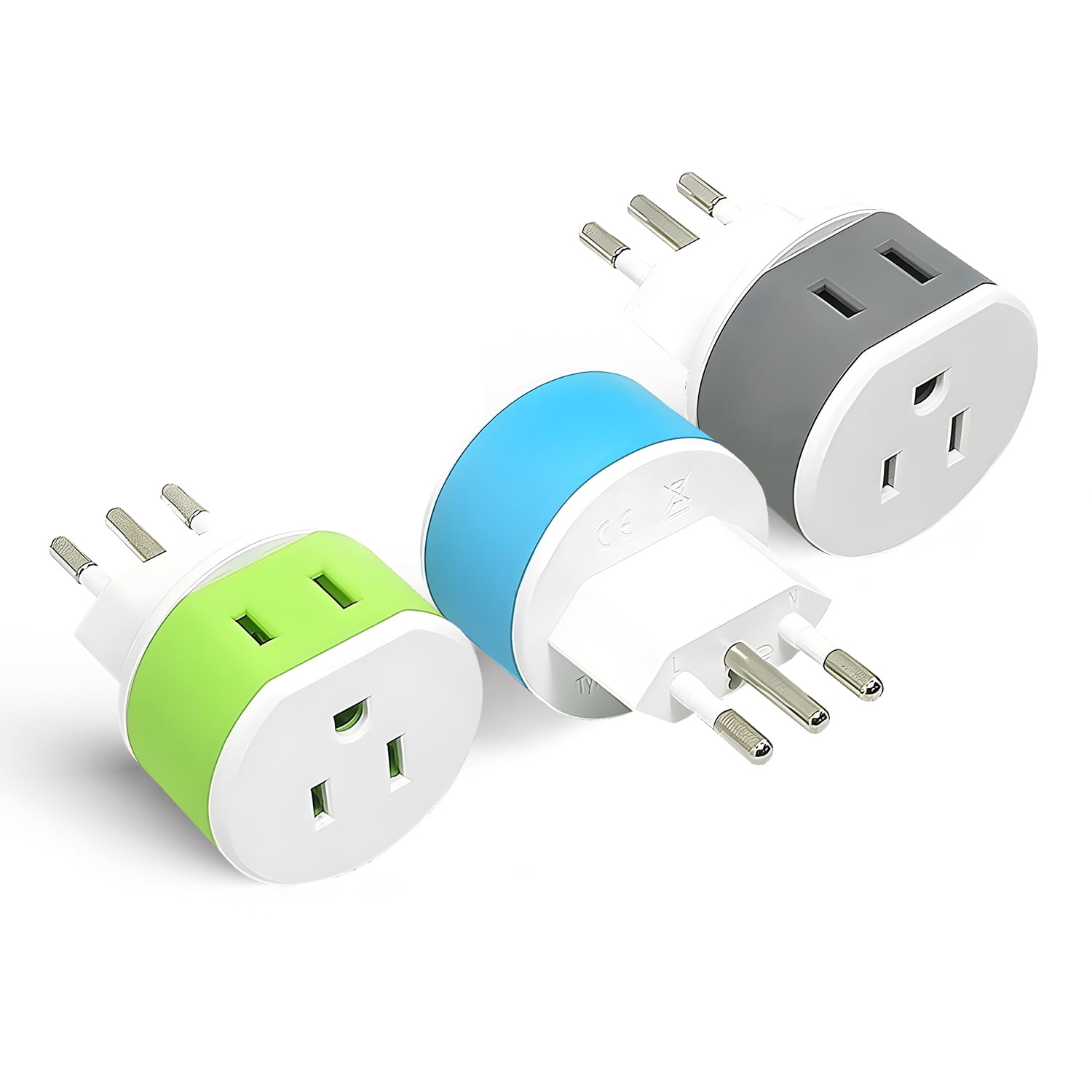 OREI Italy, Uruguay Power Plug Adapter with 2 USA Inputs - Travel 3 ...