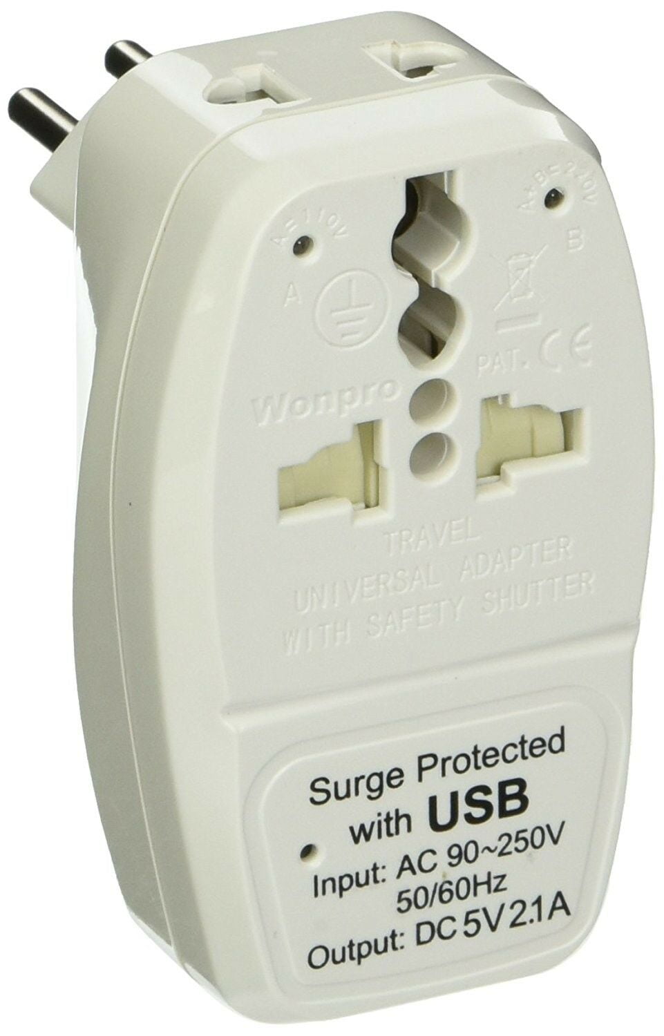 OREI Universal 3 in 1 Plug Adapter for Brazil Travel with USB and Surge ...