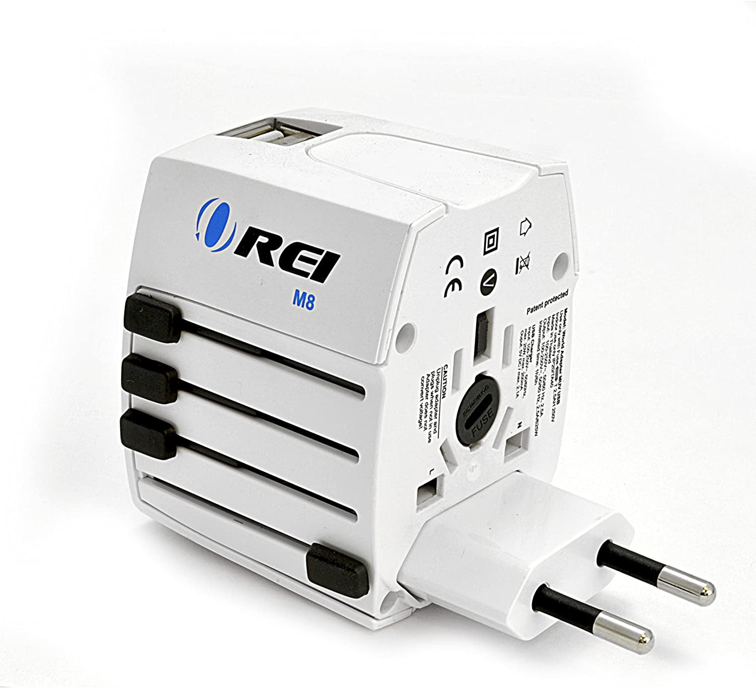 OREI World Travel Plug Adapter - 2 USB + 1 Universal Outlets - Slots ...