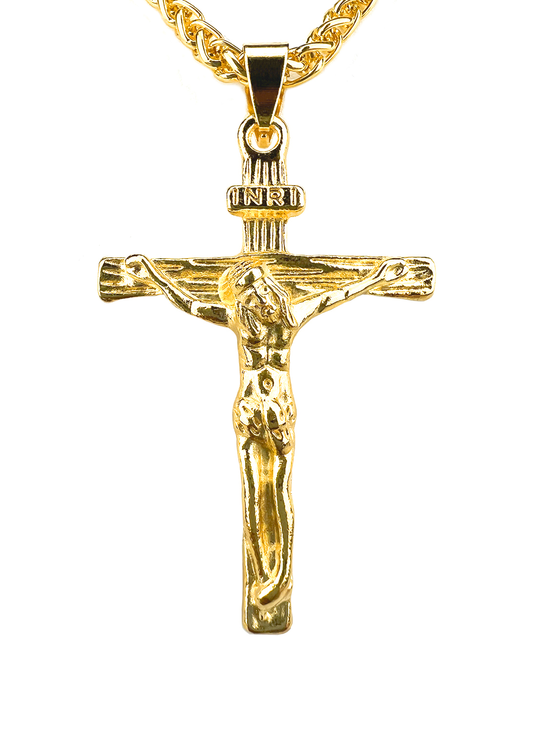Jesus Christ Gold Plated Cross and Chain Anti-Tarnish Christian Jewelry ...