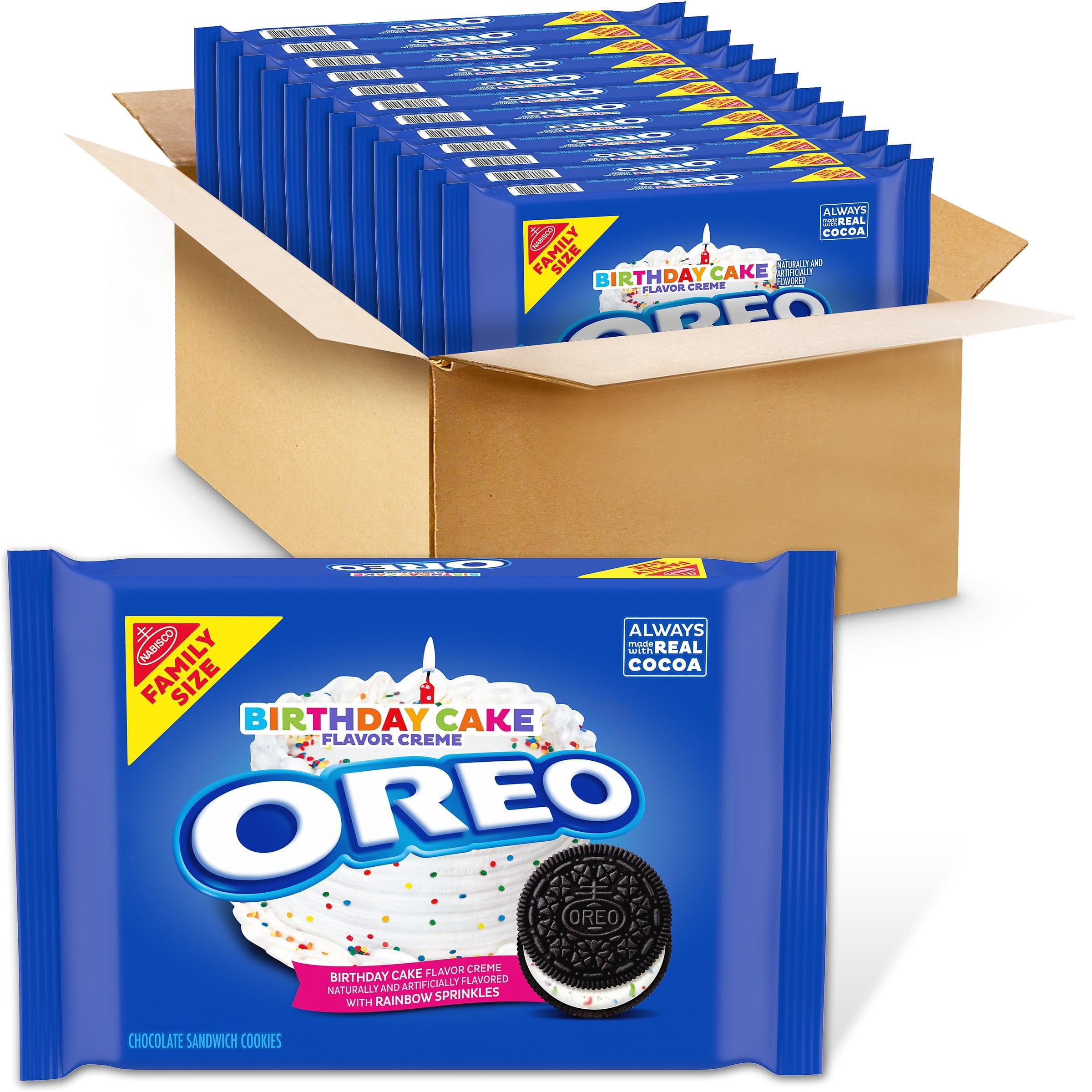 OREO Birthday Cake Creme Chocolate Sandwich Cookies, Family Size, 12 - 17 oz Packs - Walmart.com