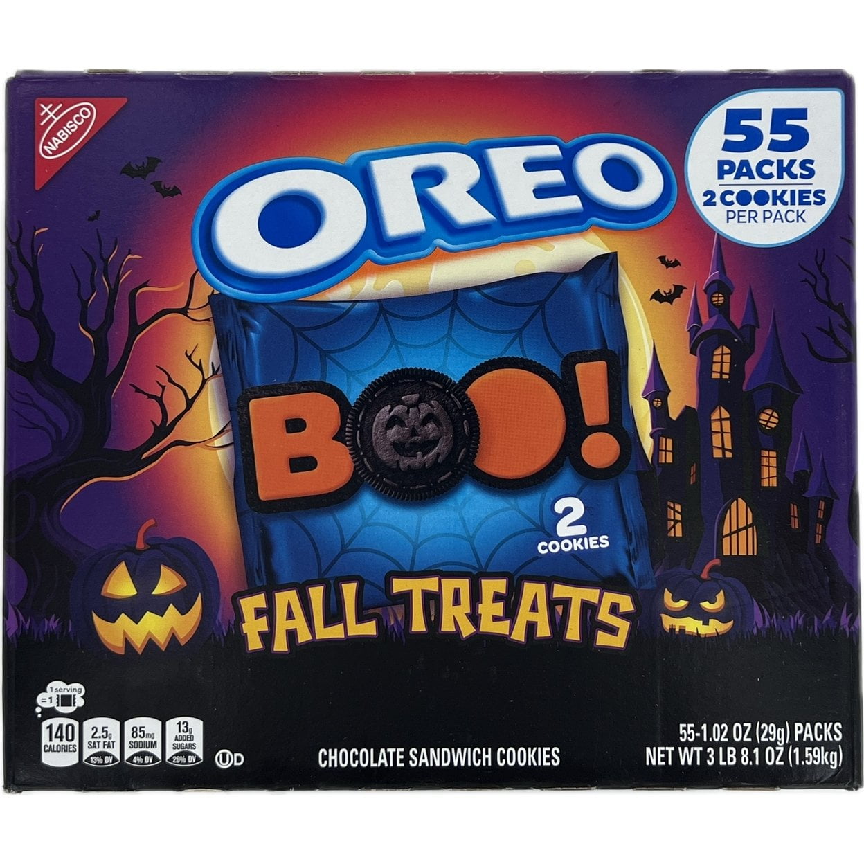 OREO Boo! Fall Treats Chocolate Sandwich Cookies, 1.02 Oune (Pack of 55 ...