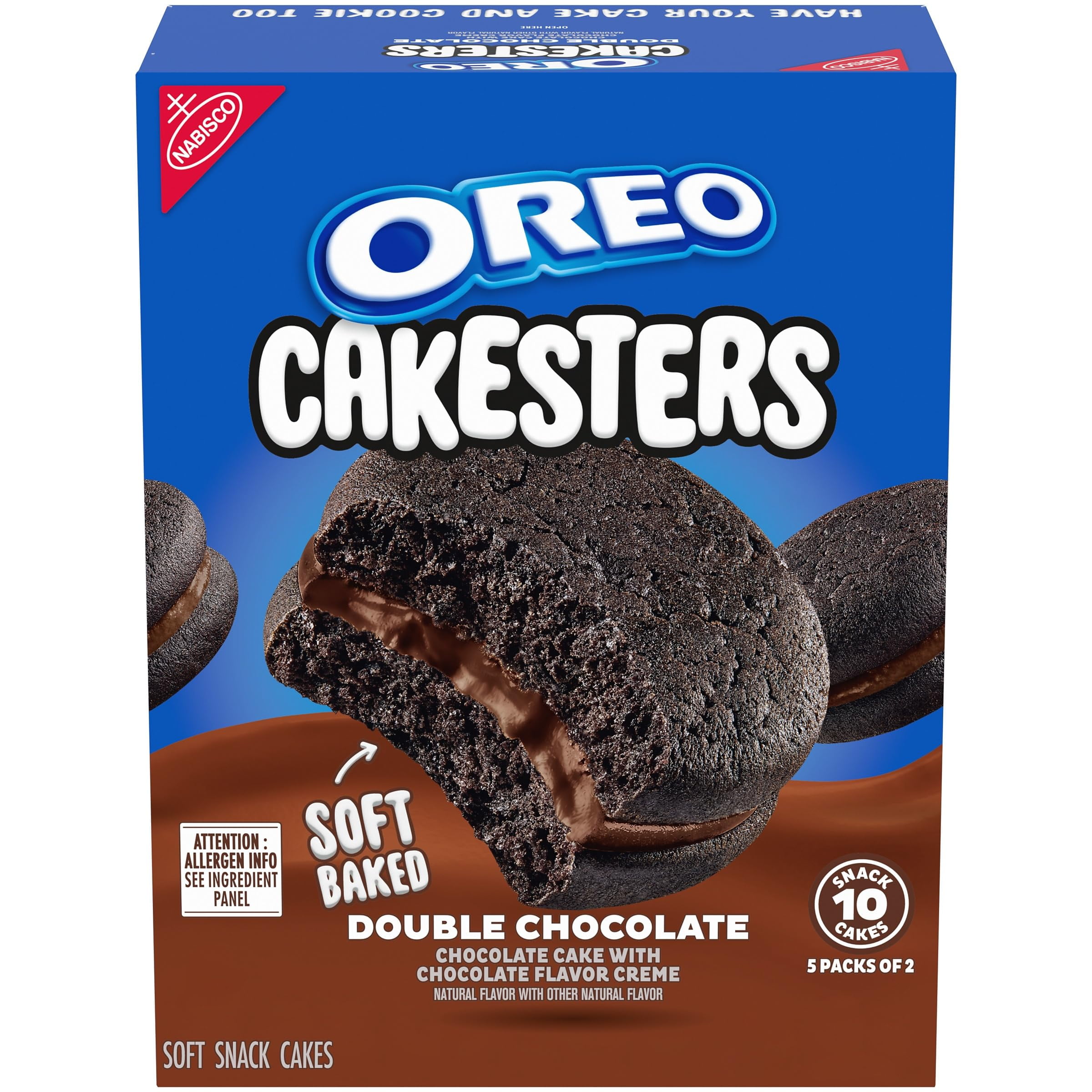 OREO Cakesters Double Chocolate BCF26 Soft Snack Cakes, 5-2.02 oz Snack ...