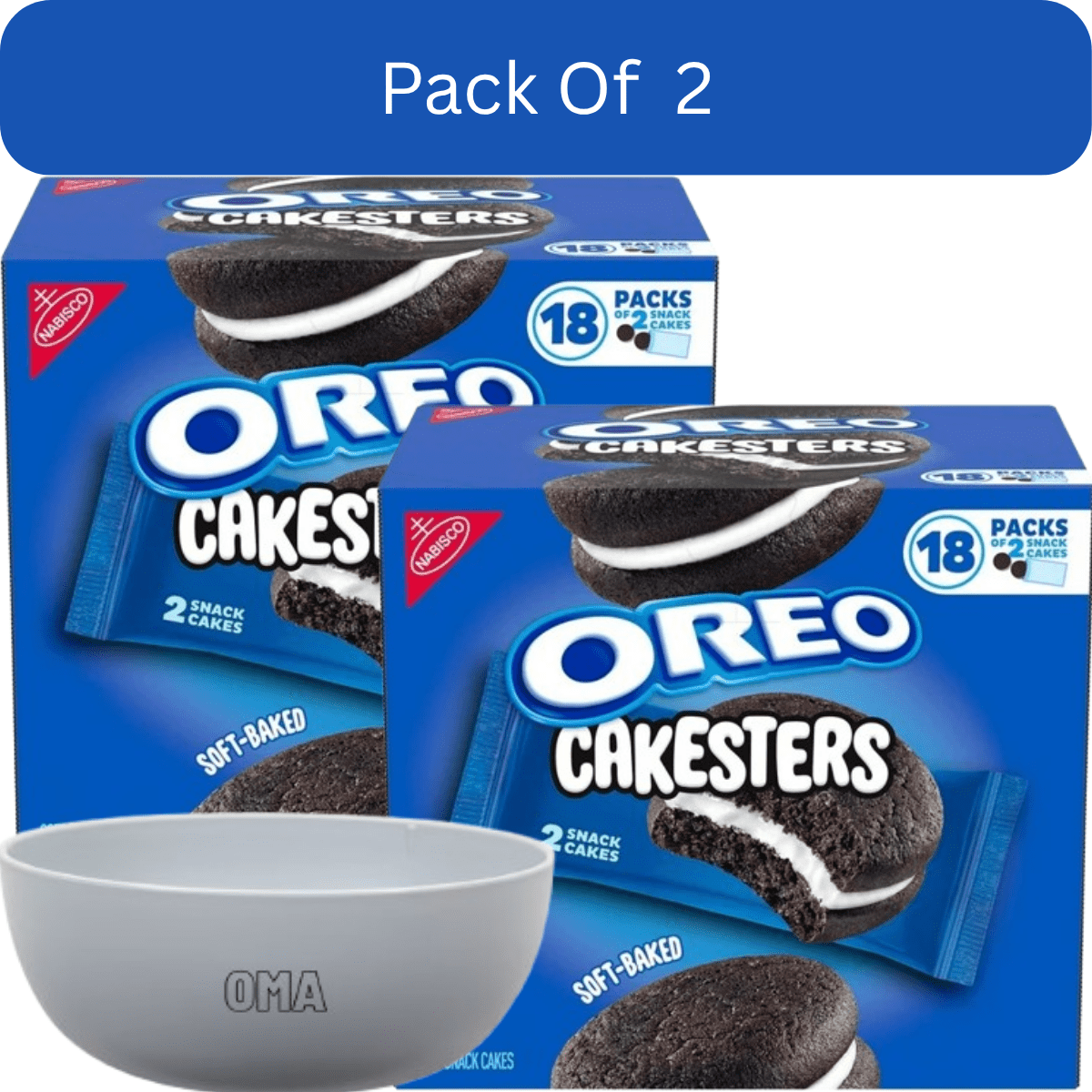 OREO Cakesters Soft Snack Cakes, 2.02 oz., 18 pk., 2 Pack, with white ...