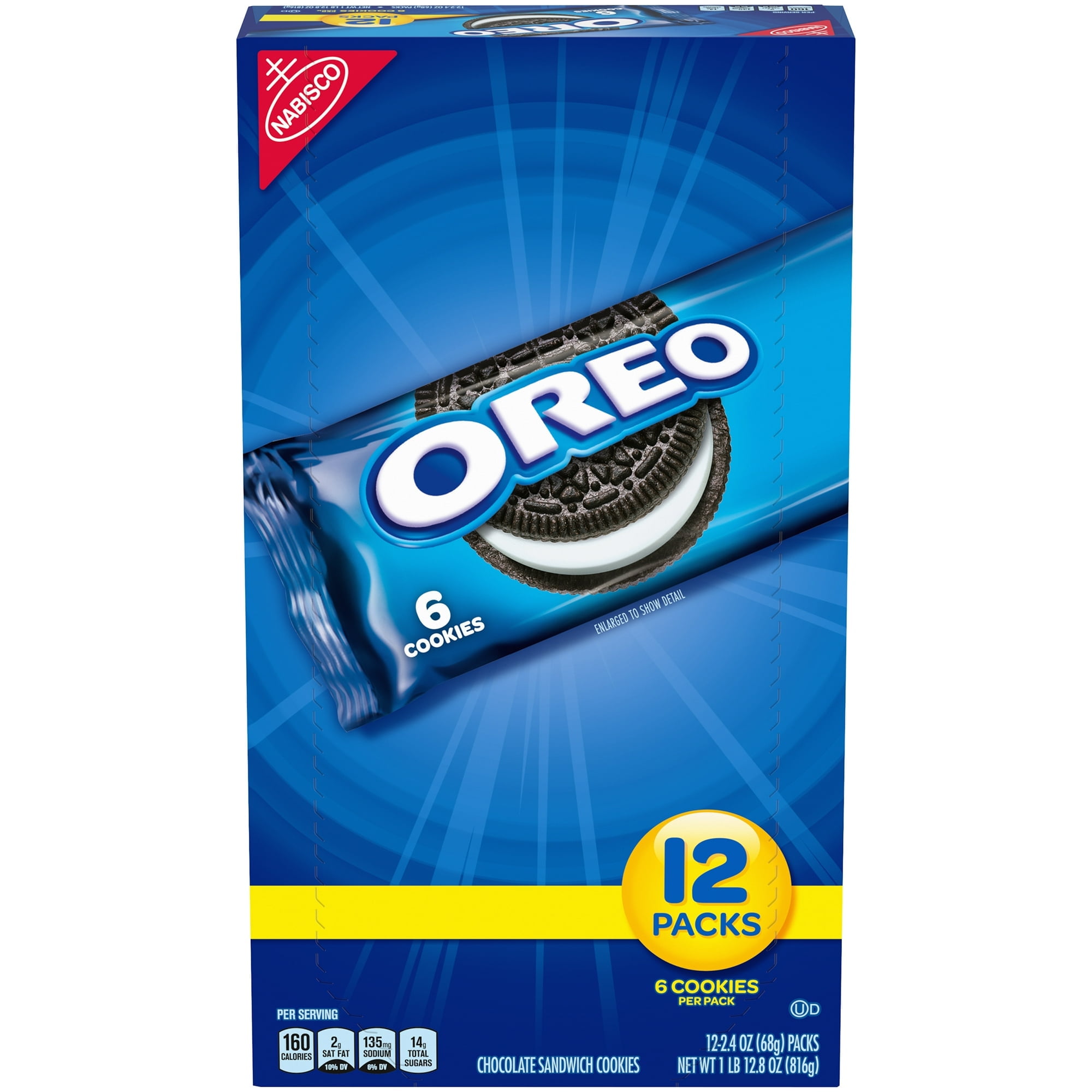 OREO Chocolate Sandwich Cookies, 12 Snack Packs (Pack of 6) - Walmart.com