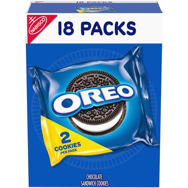 OREO Chocolate Sandwich Cookies, 18 Individual Lunch Snack Packs (2 ...