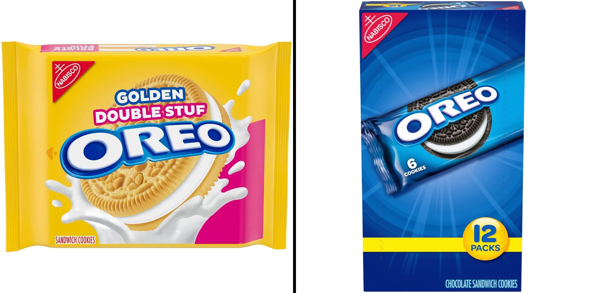 OREO Chocolate Sandwich Cookies 2.4 oz (12 Pack) & Double Stuf Golden ...
