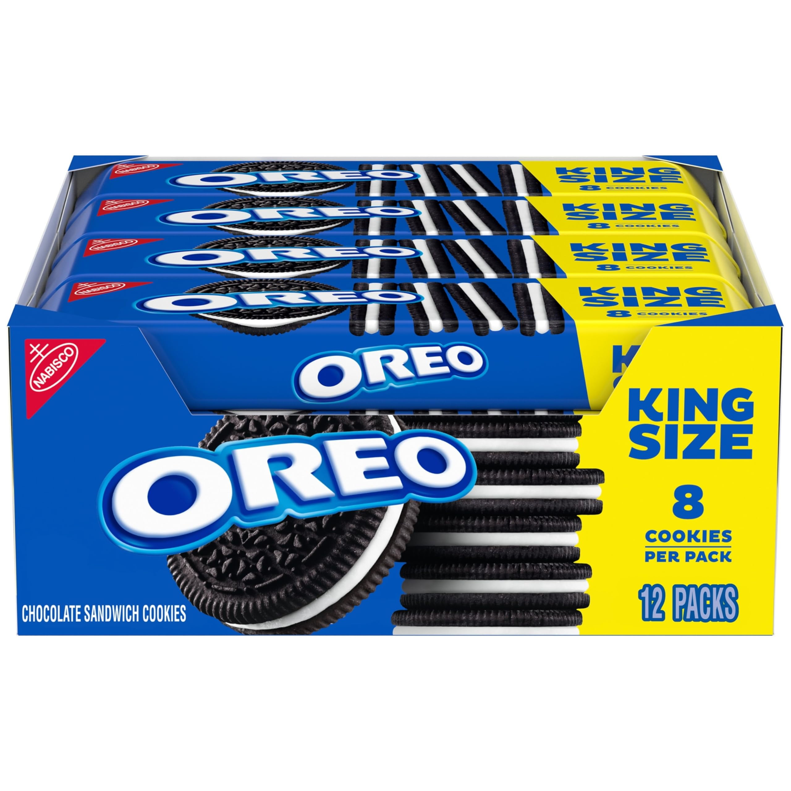 OREO Chocolate Sandwich Cookies, OIF8 King Size, 12 Snack Packs (8 ...