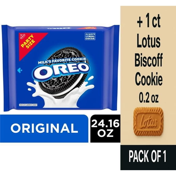 OREO Chocolate Sandwich Cookies Party Size 24.16 oz - Pack of 1 & Lotus ...