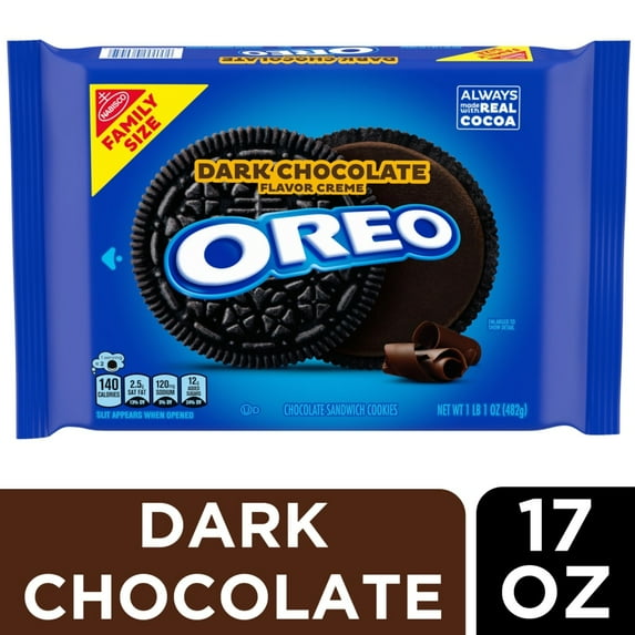 OREO Dark Chocolate Creme Chocolate Sandwich Cookies Family Size, 17 oz ...
