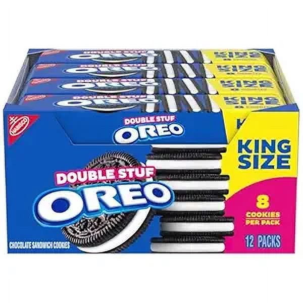 OREO Double Stuf Chocolate Sandwich Cookies, King Size, 12 Snack Packs (8 Cookies Per Pack ...