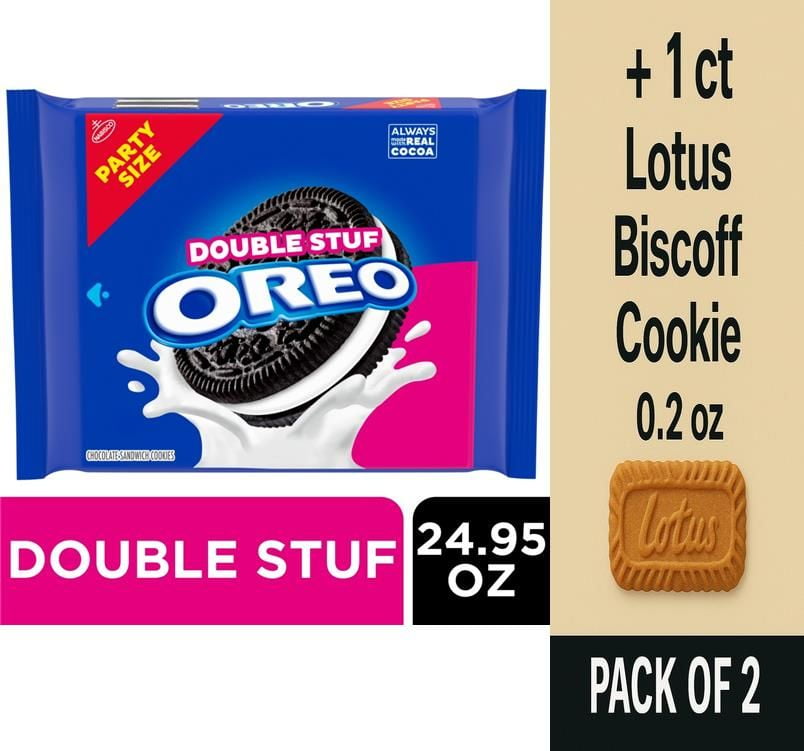 OREO Double Stuf Chocolate Sandwich Cookies Party Size 24.95 oz - Pack of 2 & Lotus Biscoff ...