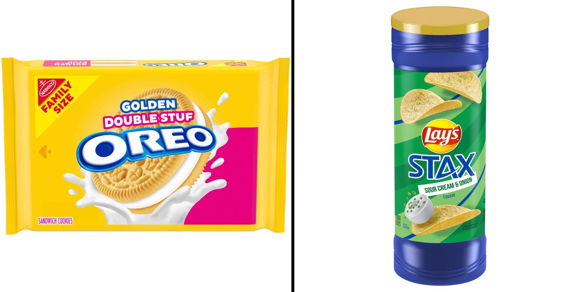 OREO Double Stuf Golden Sandwich Cookies 18.71 oz & Lay's Stax Sour Cream & Onion Potato 5.5 oz ...