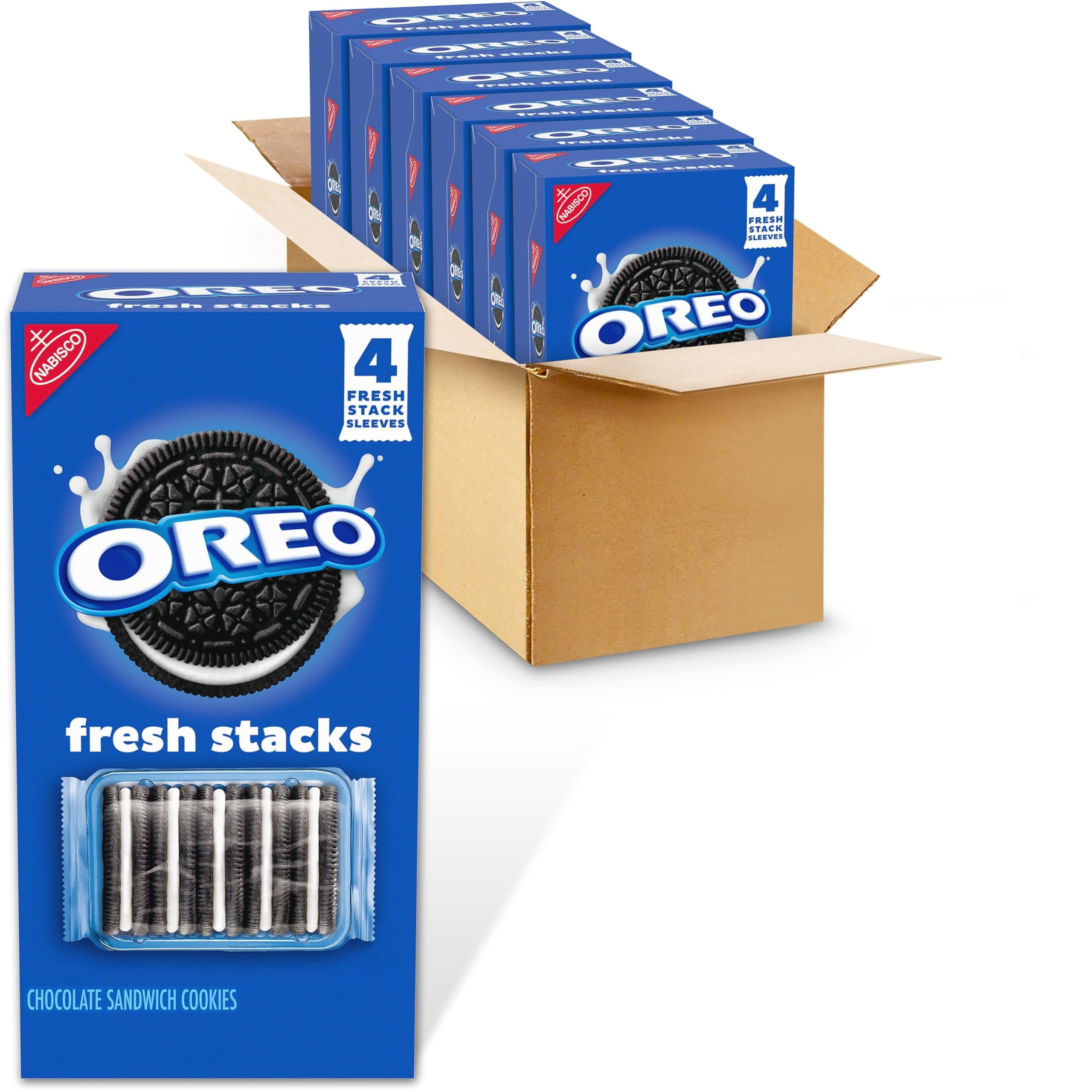 OREO Fresh Stacks Chocolate TSF6 Sandwich Cookies, 6-8.05 oz Boxes (24 ...